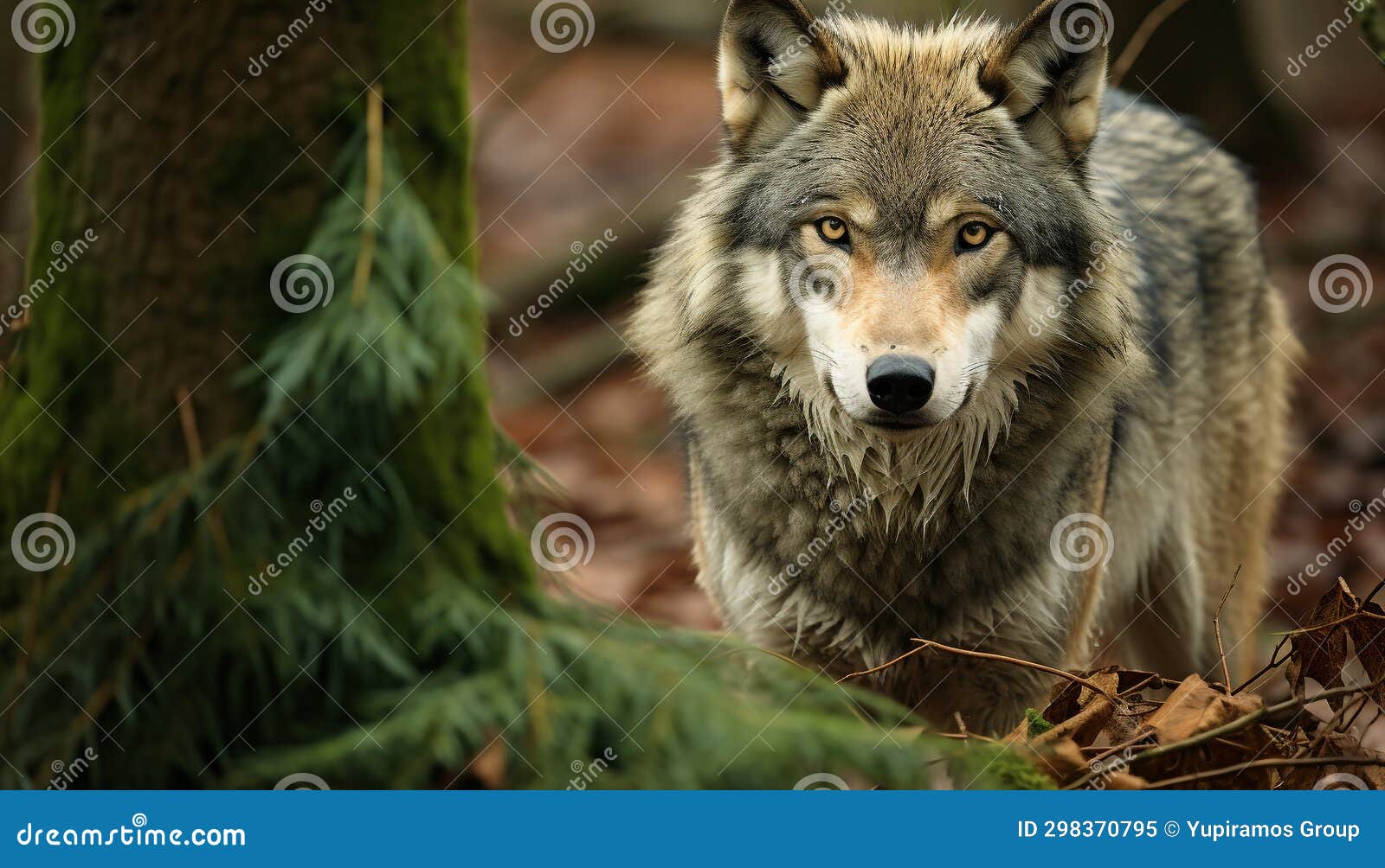 Cute Gray Wolf in Winter Forest, Looking at Camera Generated by AI ...