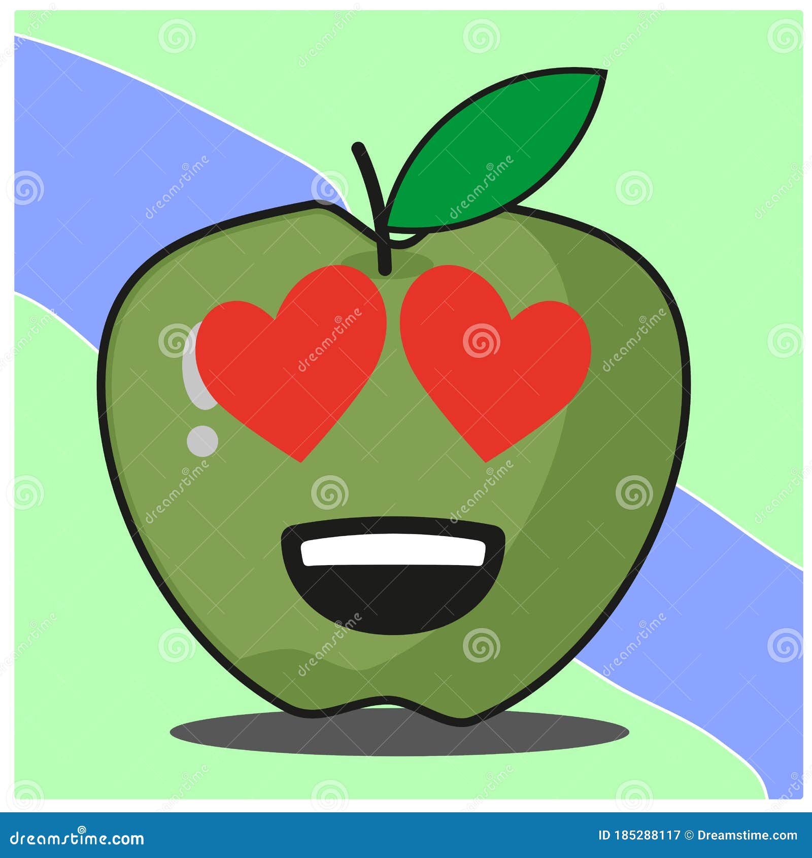Cute Green Apple Fruit Cartoon Face Mascot Character Vector Design