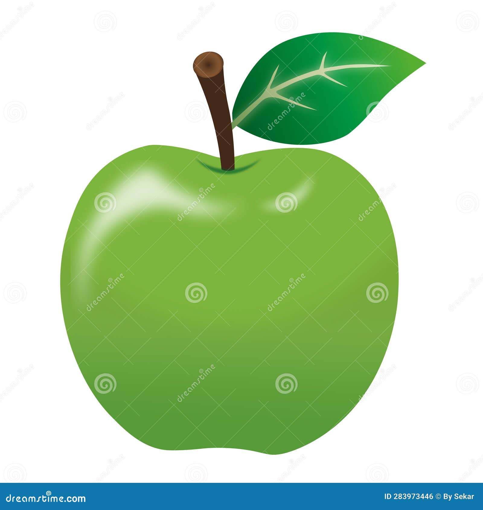Cute Green Apple Illustration Vector Tropical Fruit Stock Vector ...