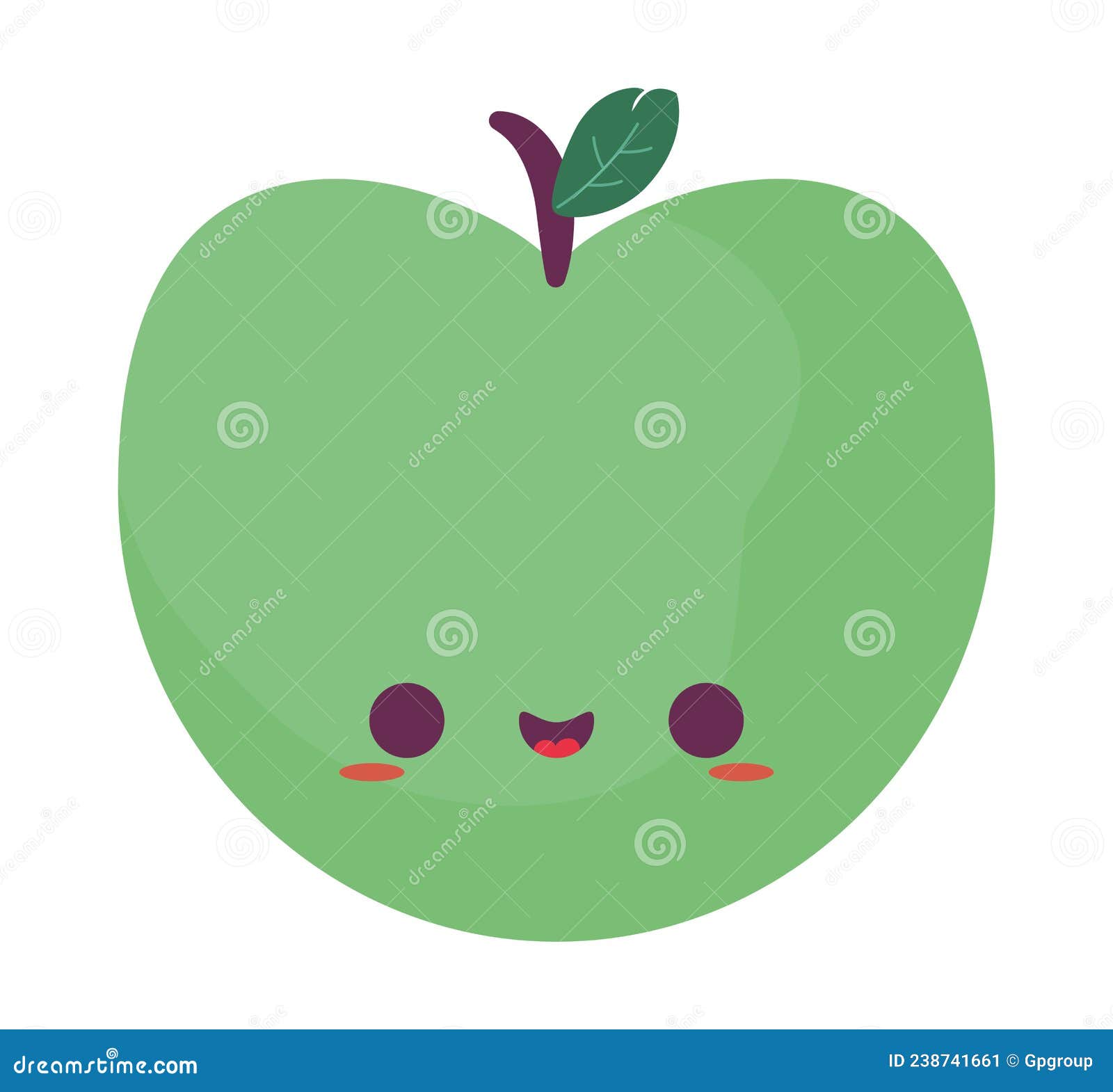 Cute green apple stock vector. Illustration of nutrition - 238741661