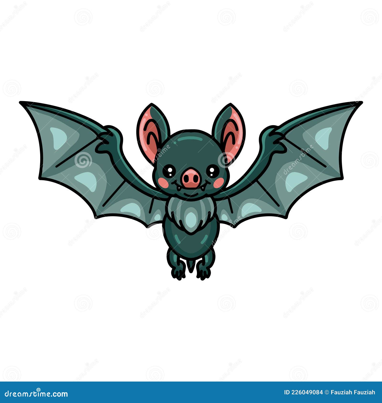 Cute Green Bat Cartoon Flying Stock Vector - Illustration of flat, baby ...
