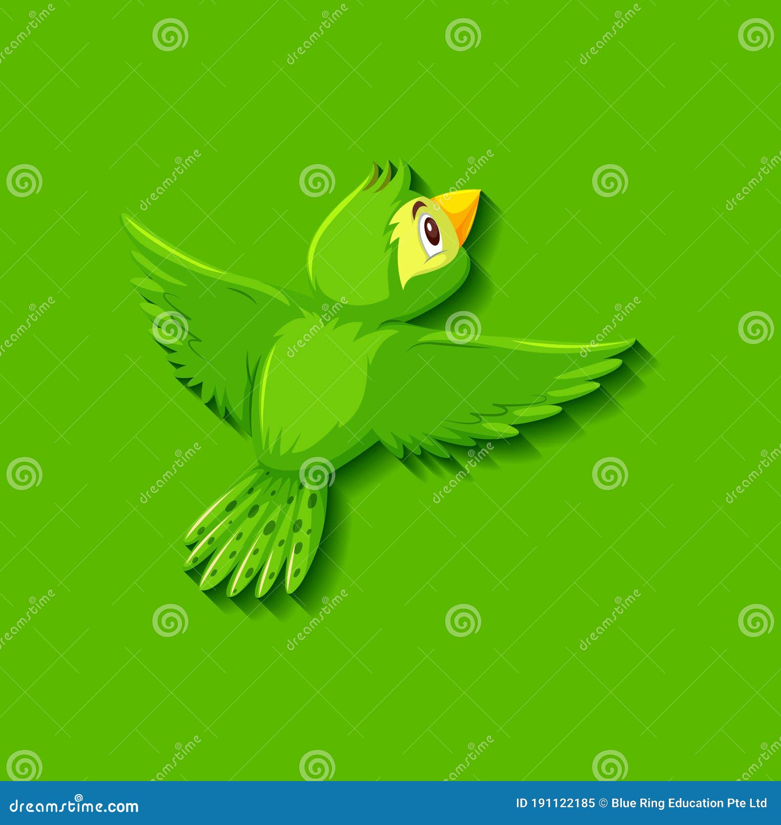 Cute Green Bird Cartoon Character Stock Vector - Illustration of ...