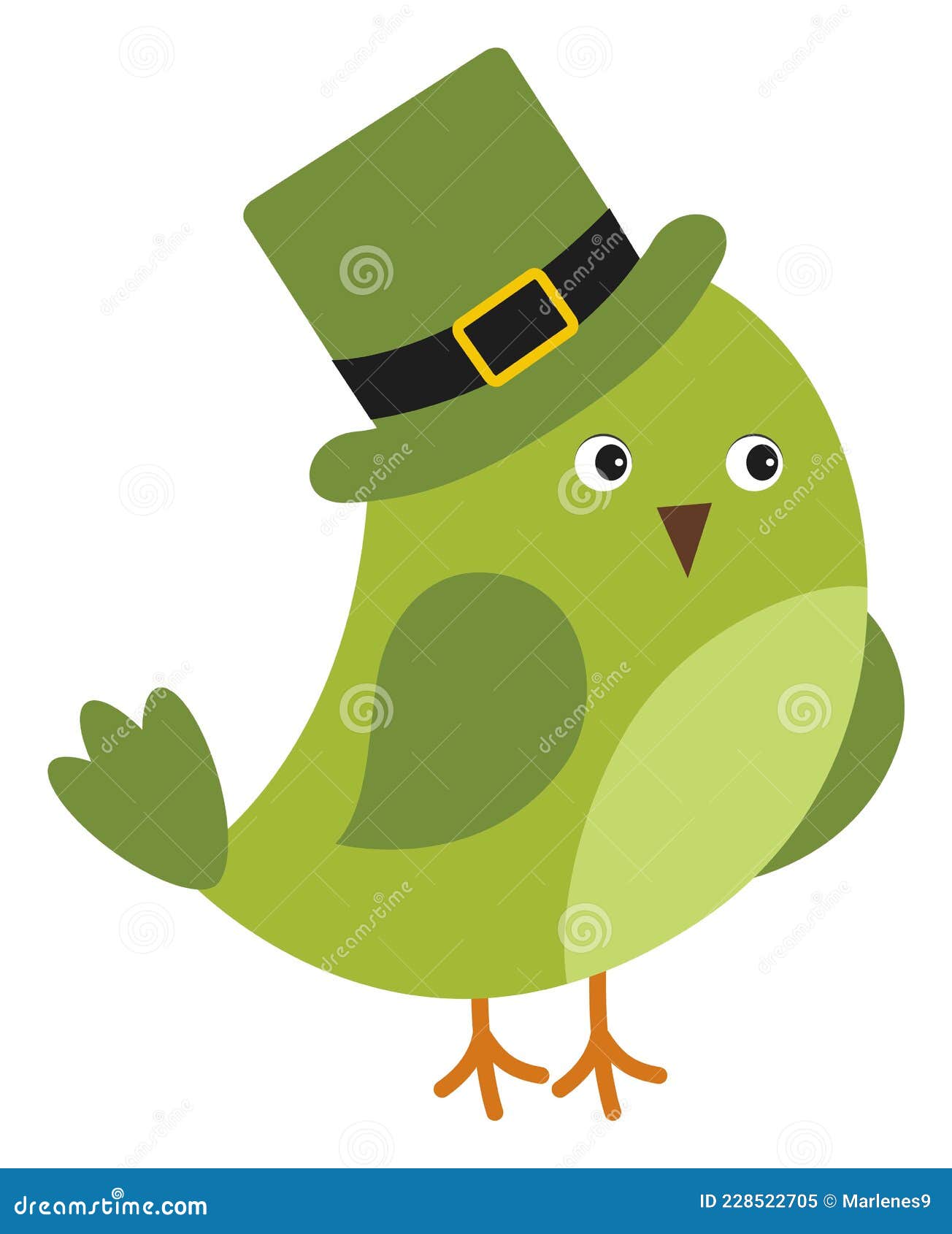 Cute Green Bird Wearing St. Patrick Hat. Vector St. Patrick Bird Stock ...