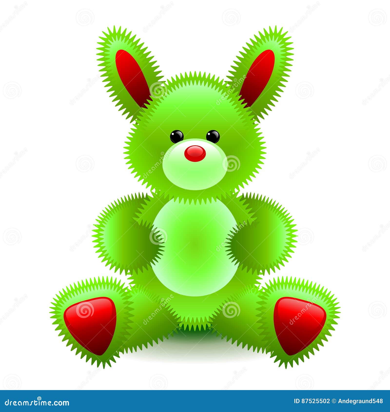 Cute Green Bunny Soft Toy Isolated on White Vector Stock Vector ...