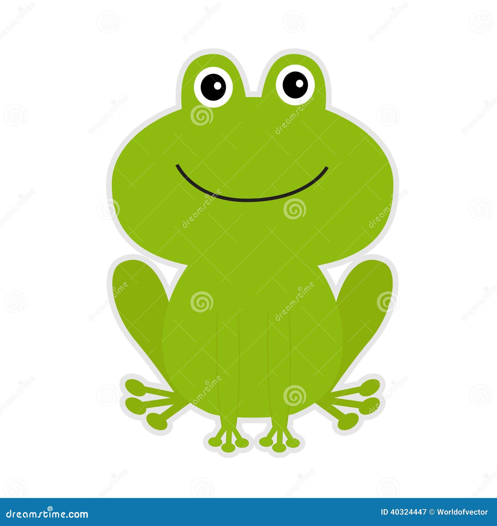 Cute Green Cartoon Frog. Stock Vector - Image: 40324447