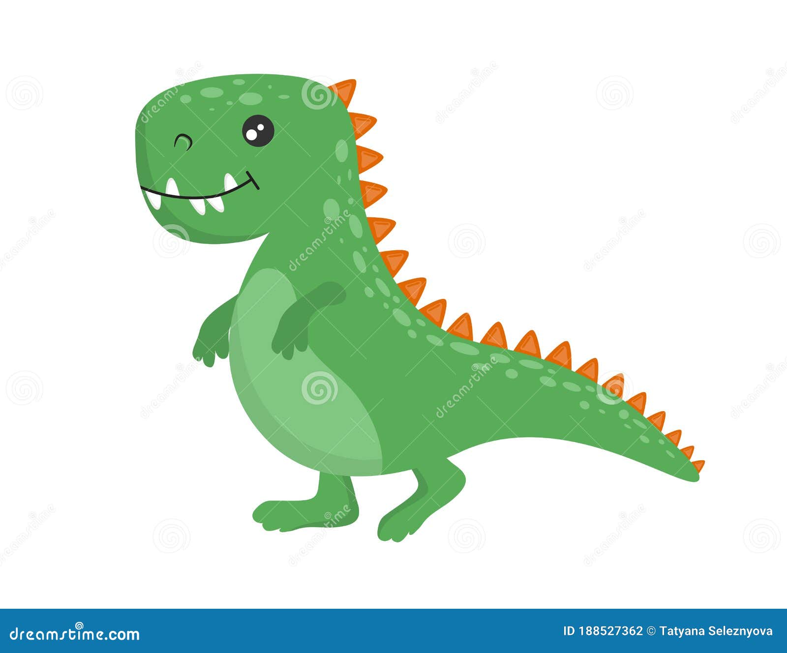Cute green dinosaur stock vector. Illustration of green - 188527362