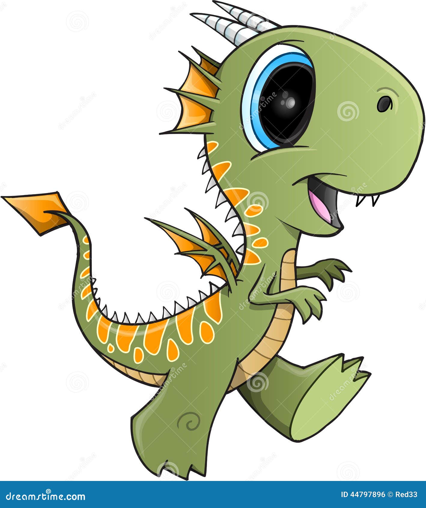 Cute Green Dragon stock vector. Illustration of green - 44797896