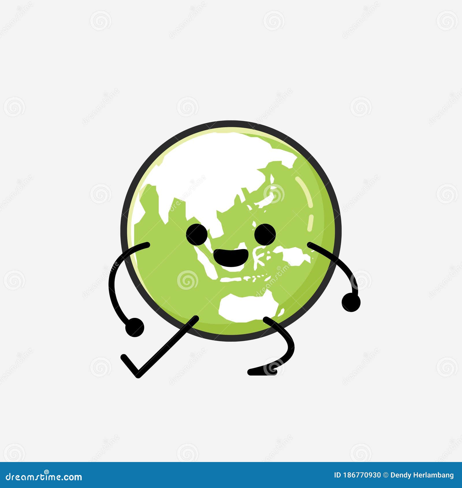 Cute Green Earth Mascot Vector Character in Flat Design Style Stock ...