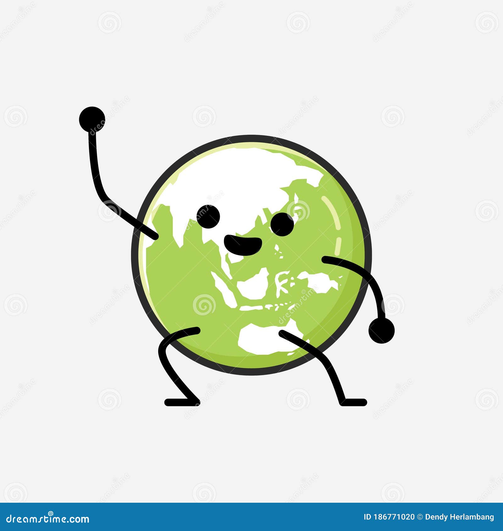 Cute Green Earth Mascot Vector Character in Flat Design Style Stock ...