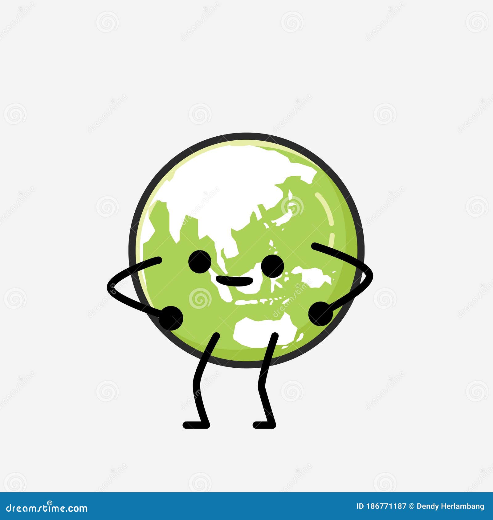 Cute Green Earth Mascot Vector Character in Flat Design Style Stock ...