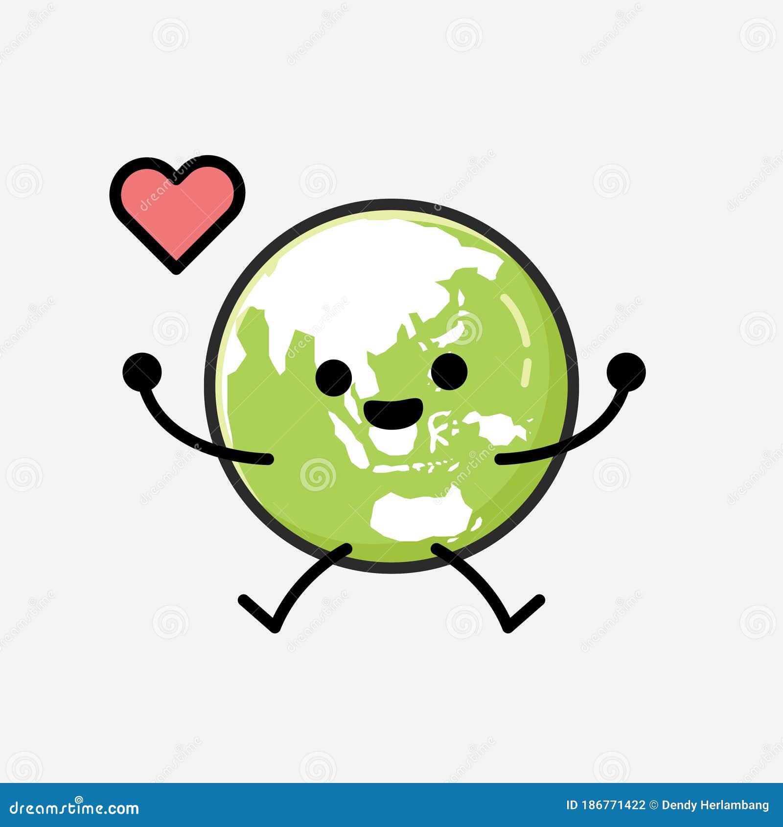 Cute Green Earth Mascot Vector Character in Flat Design Style Stock ...