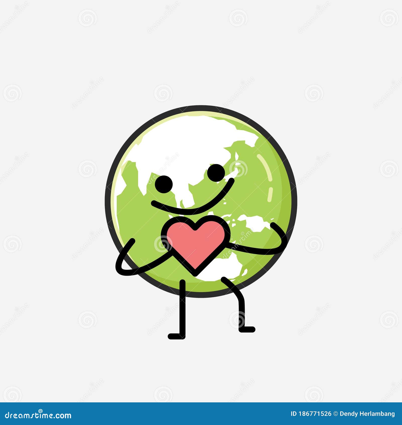 Cute Green Earth Mascot Vector Character in Flat Design Style Stock ...