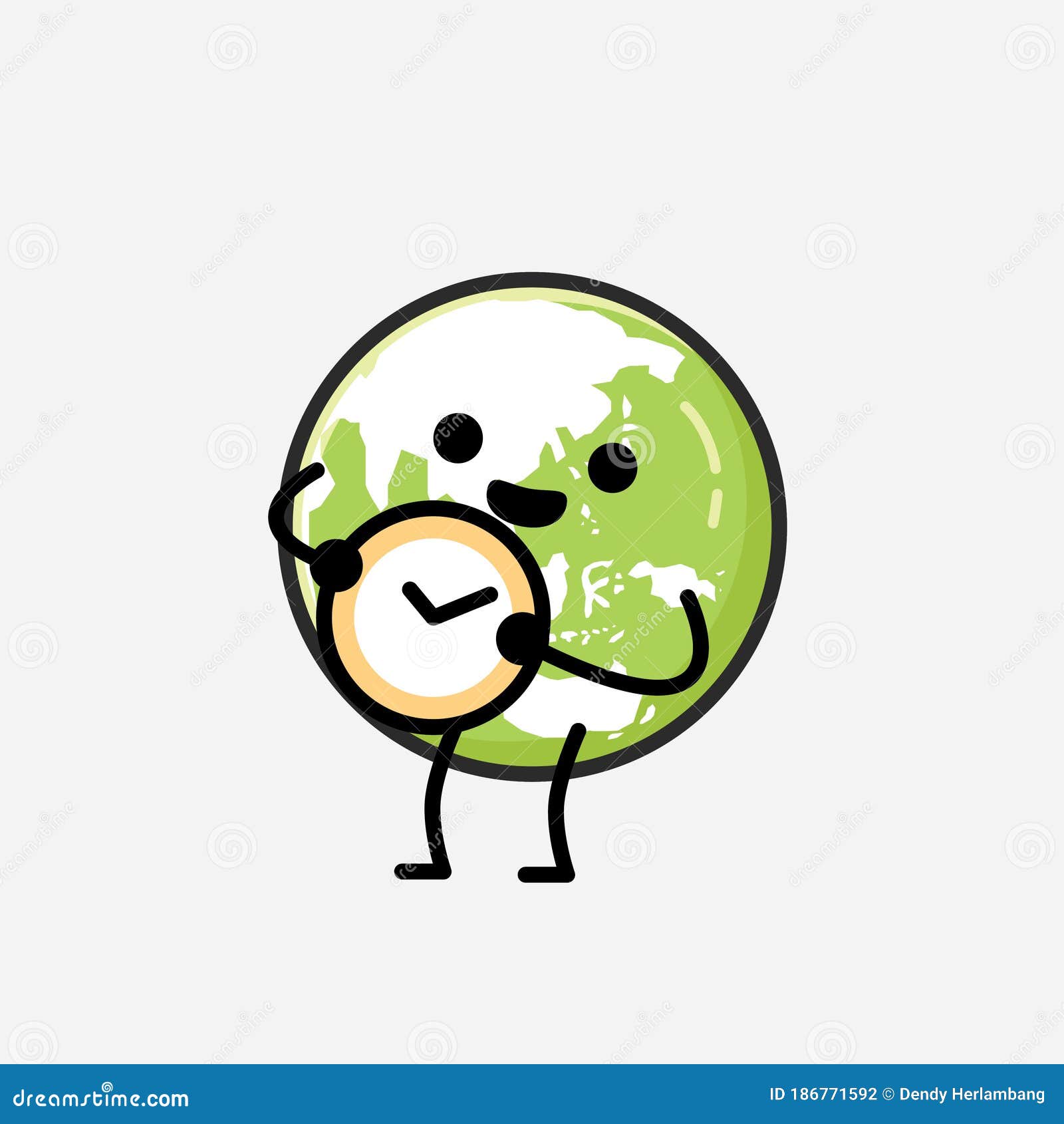 Cute Green Earth Mascot Vector Character in Flat Design Style Stock ...