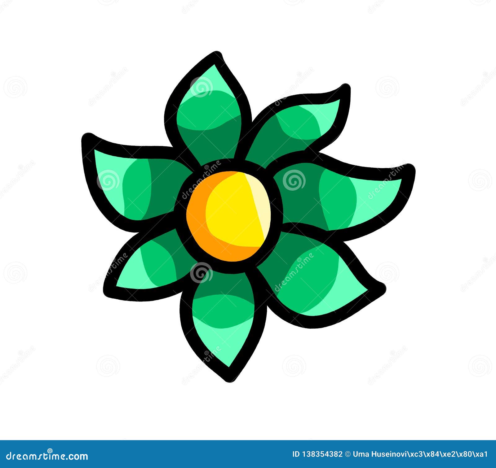 Bright Spiky Green Flower stock illustration. Illustration of flower ...