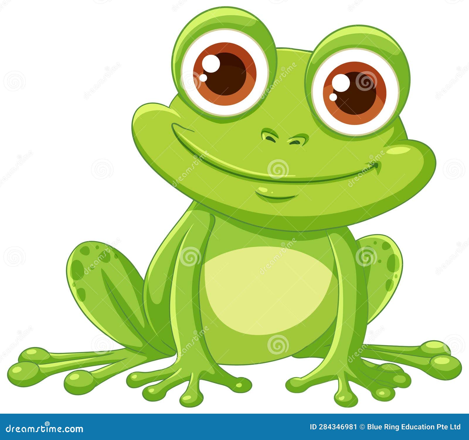 Cute green frog cartoon stock vector. Illustration of colour - 284346981