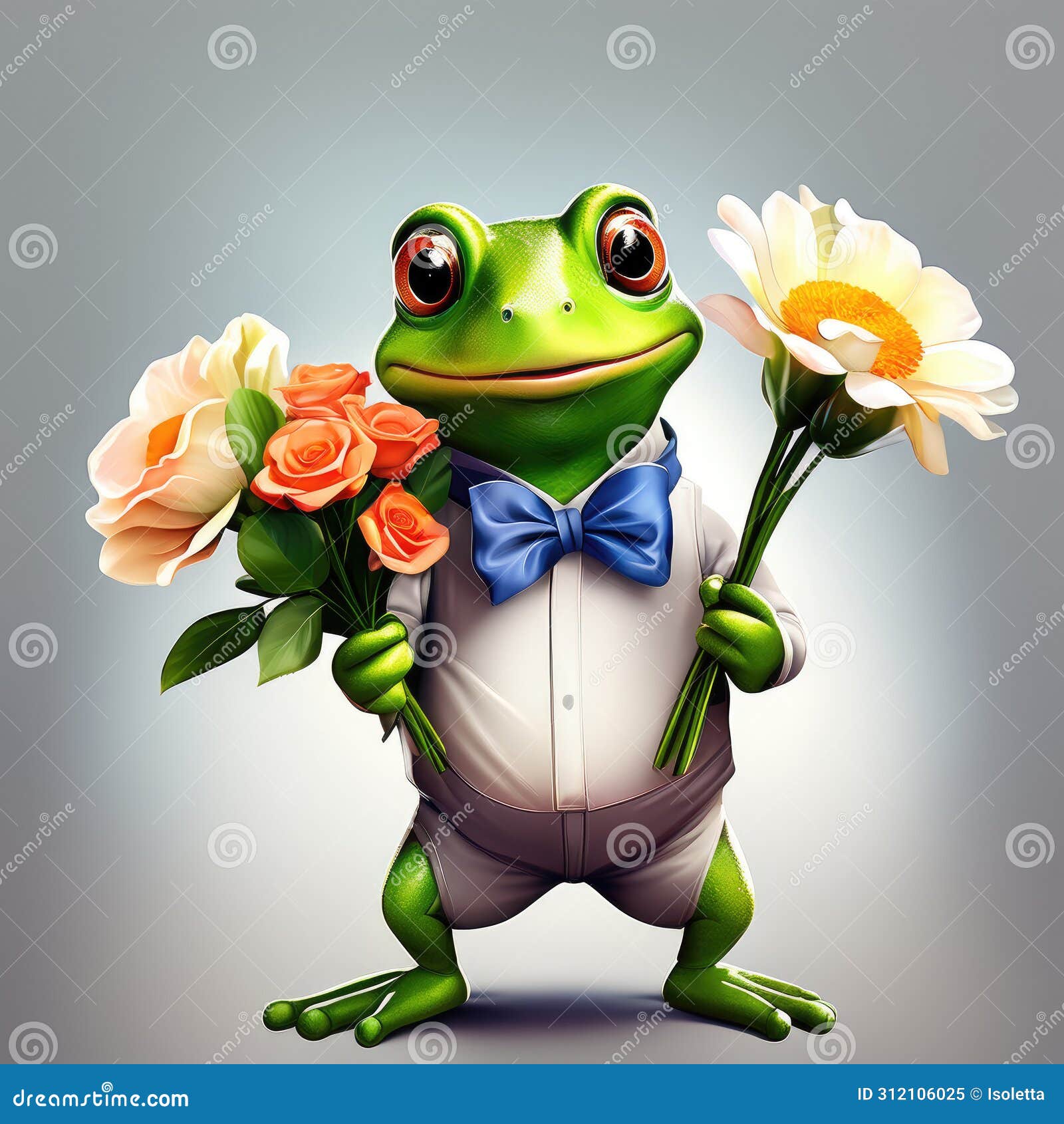 Cute Green Frog with Flowers Stock Image - Image of tree, forest: 312106025