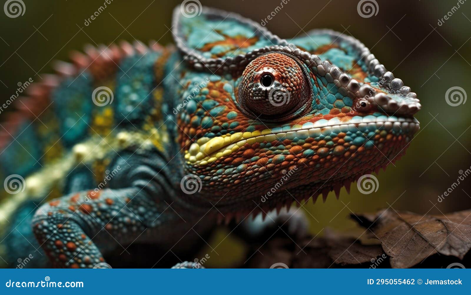 A Cute Green Gecko with Colorful Pattern Looks at Camera Generated by ...