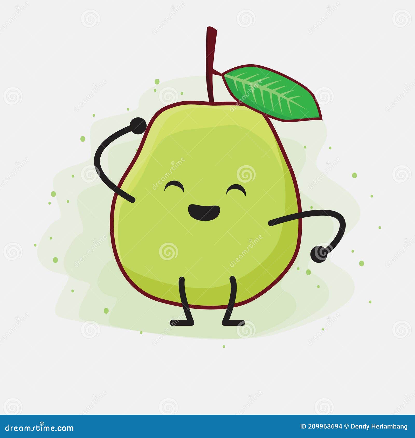 Cute Green Guava Fruit Mascot Character Illustration Stock Vector ...
