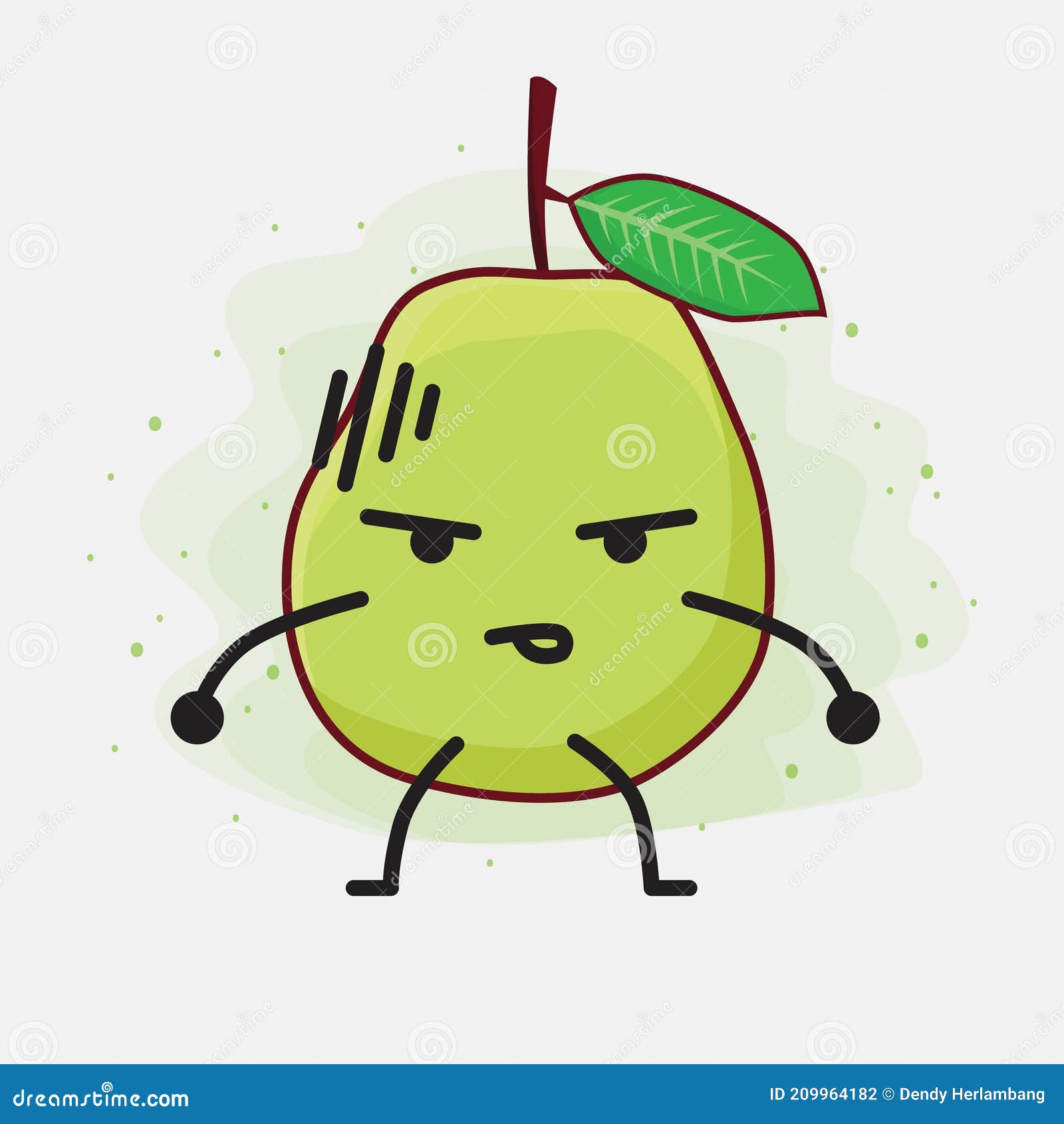 Cute Green Guava Fruit Mascot Character Illustration Stock Vector ...