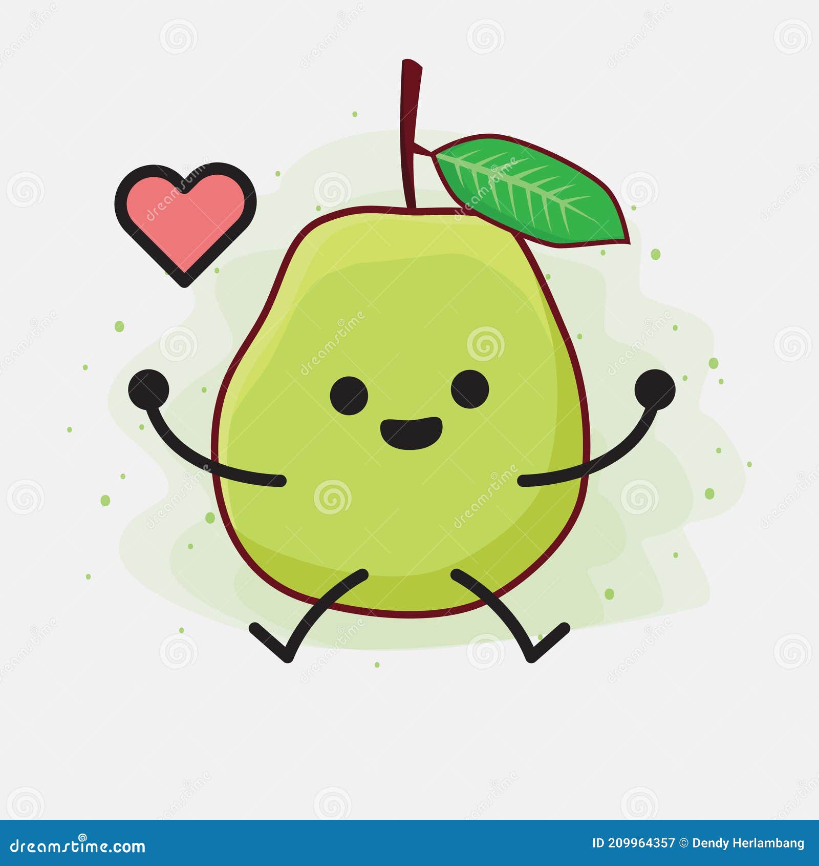 Cute Green Guava Fruit Mascot Character Illustration Stock Vector ...