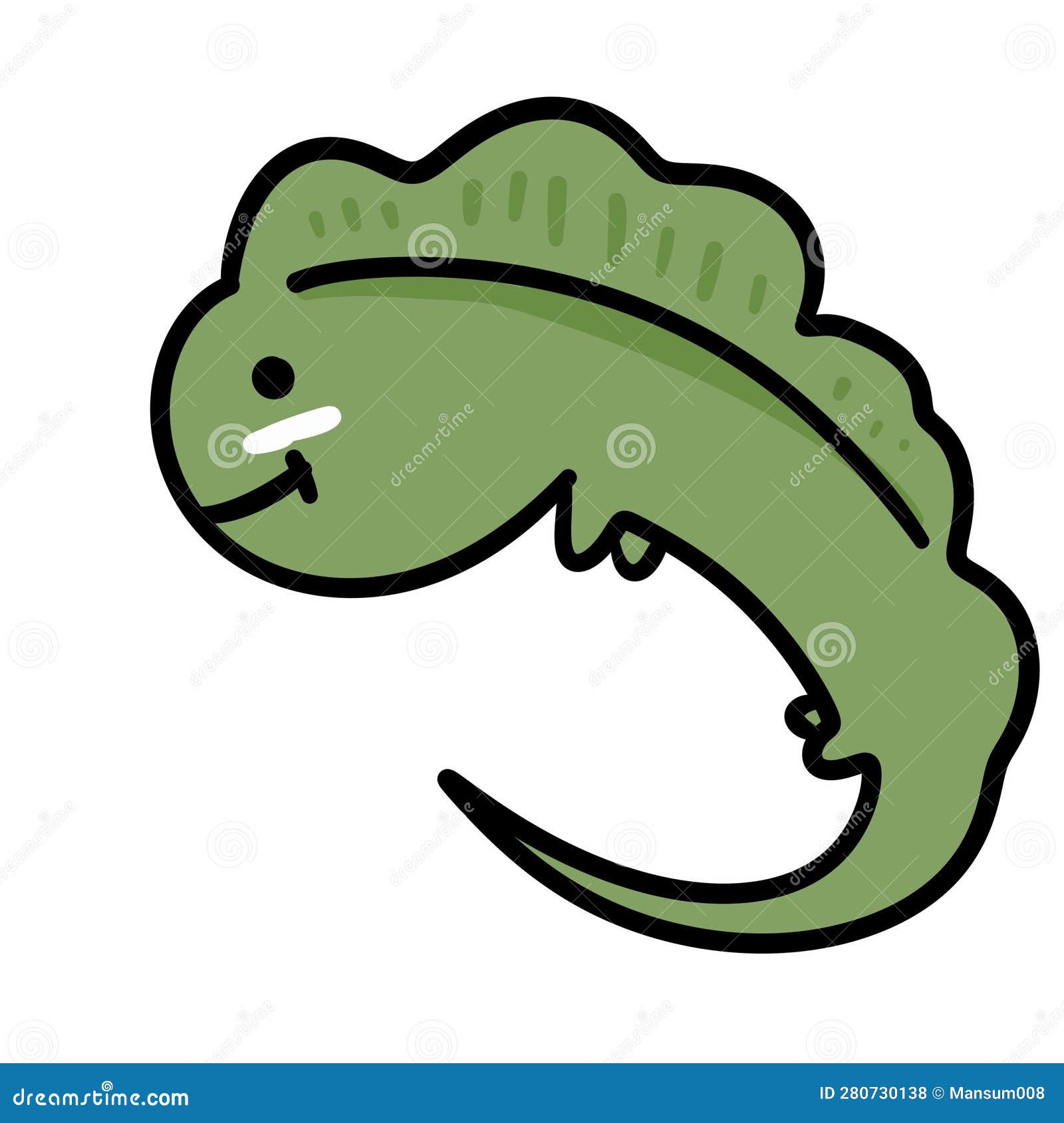 Cute Green Lizard on a White Background Stock Illustration ...