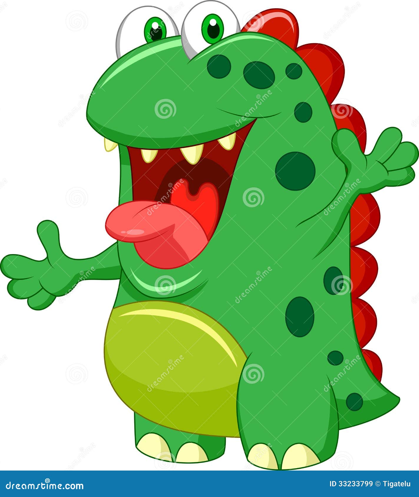 Cute green monster cartoon stock vector. Illustration of devil - 33233799