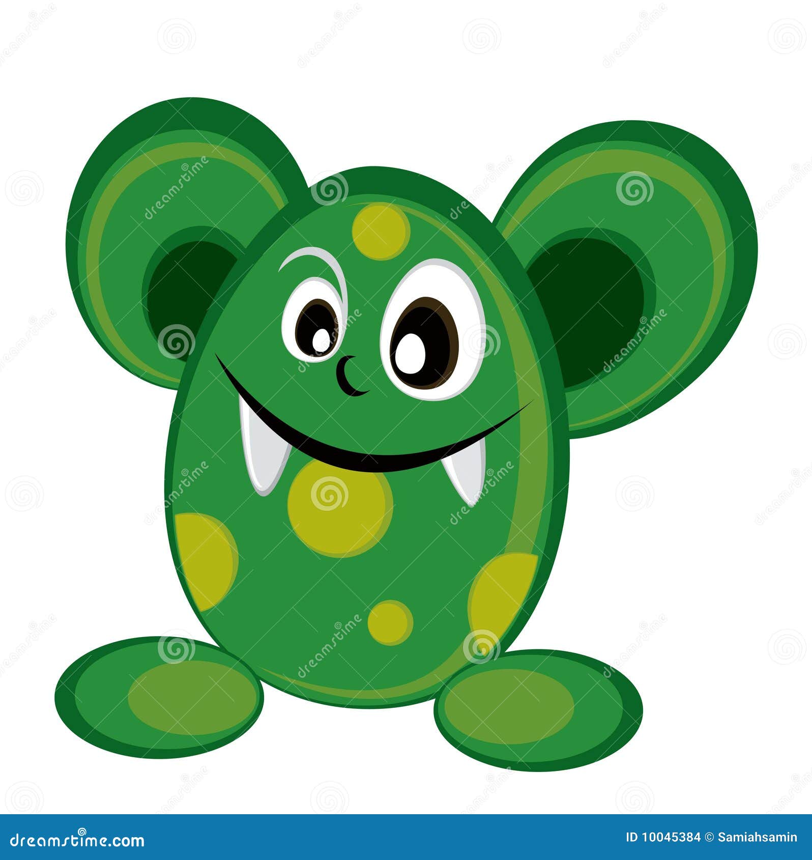 Cute Green Monster in Deep Green Shades Stock Vector - Illustration of ...