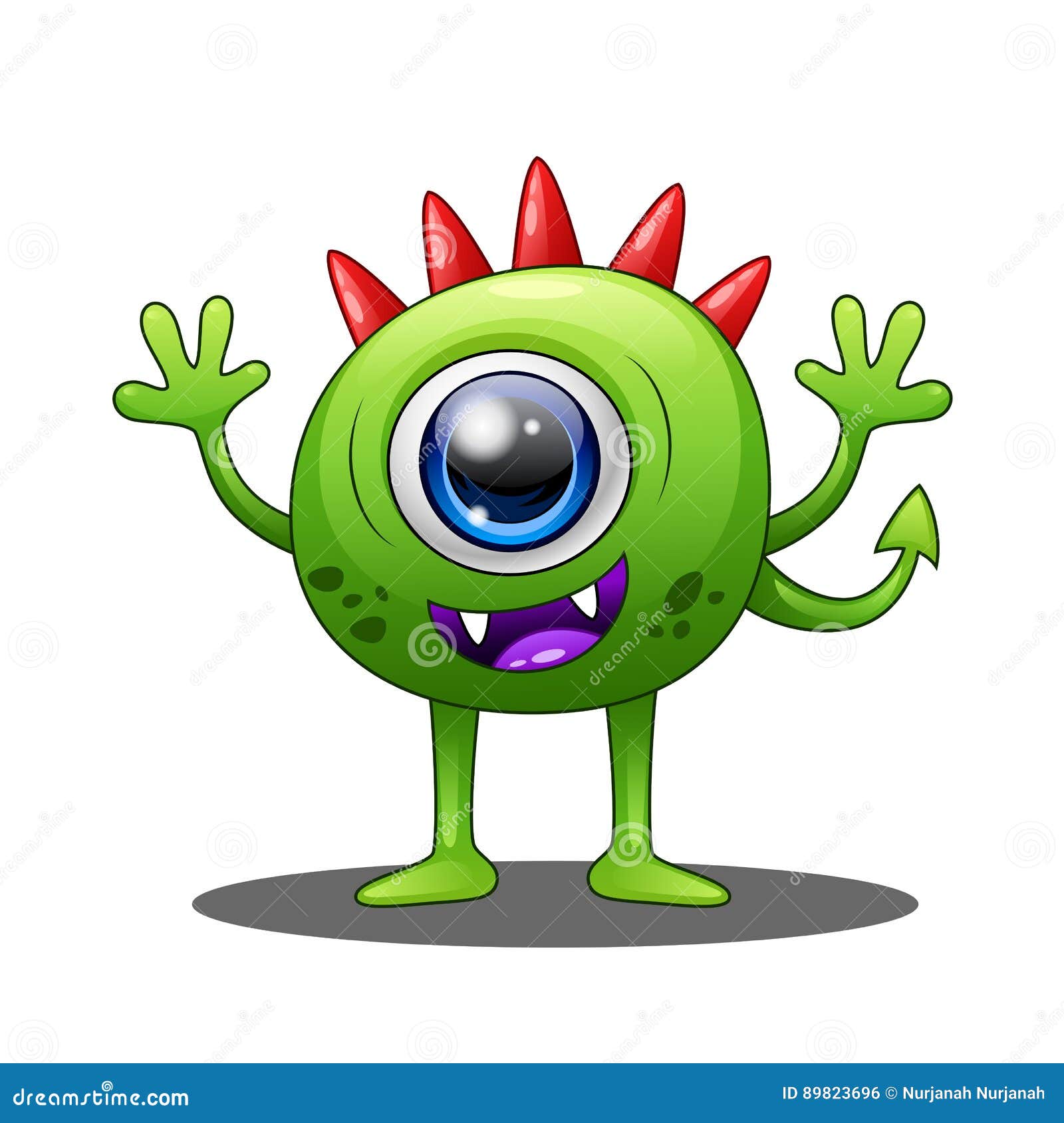 Cute green monster stock vector. Illustration of animal - 89823696