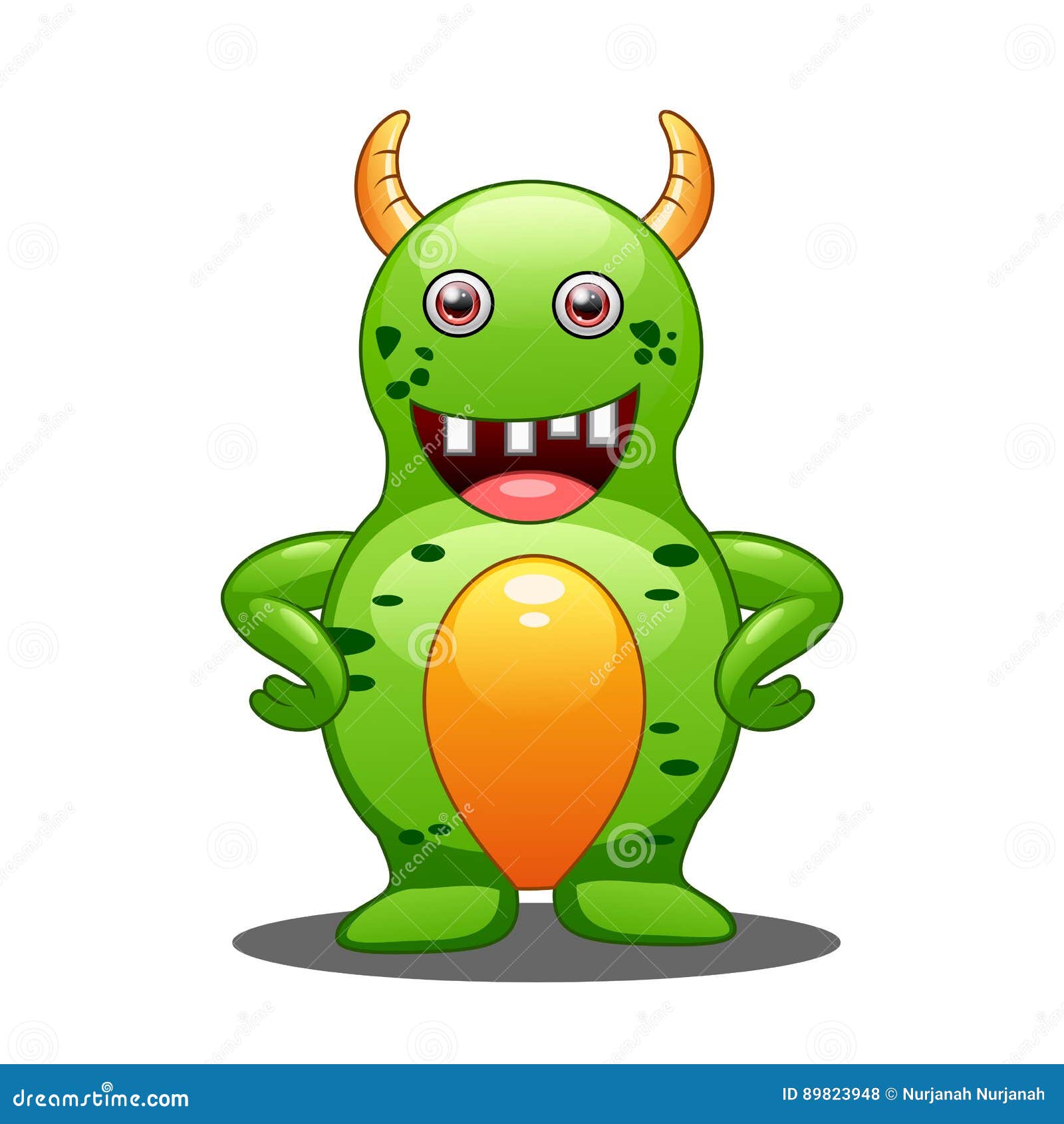 Cute green monster stock vector. Illustration of expression - 89823948