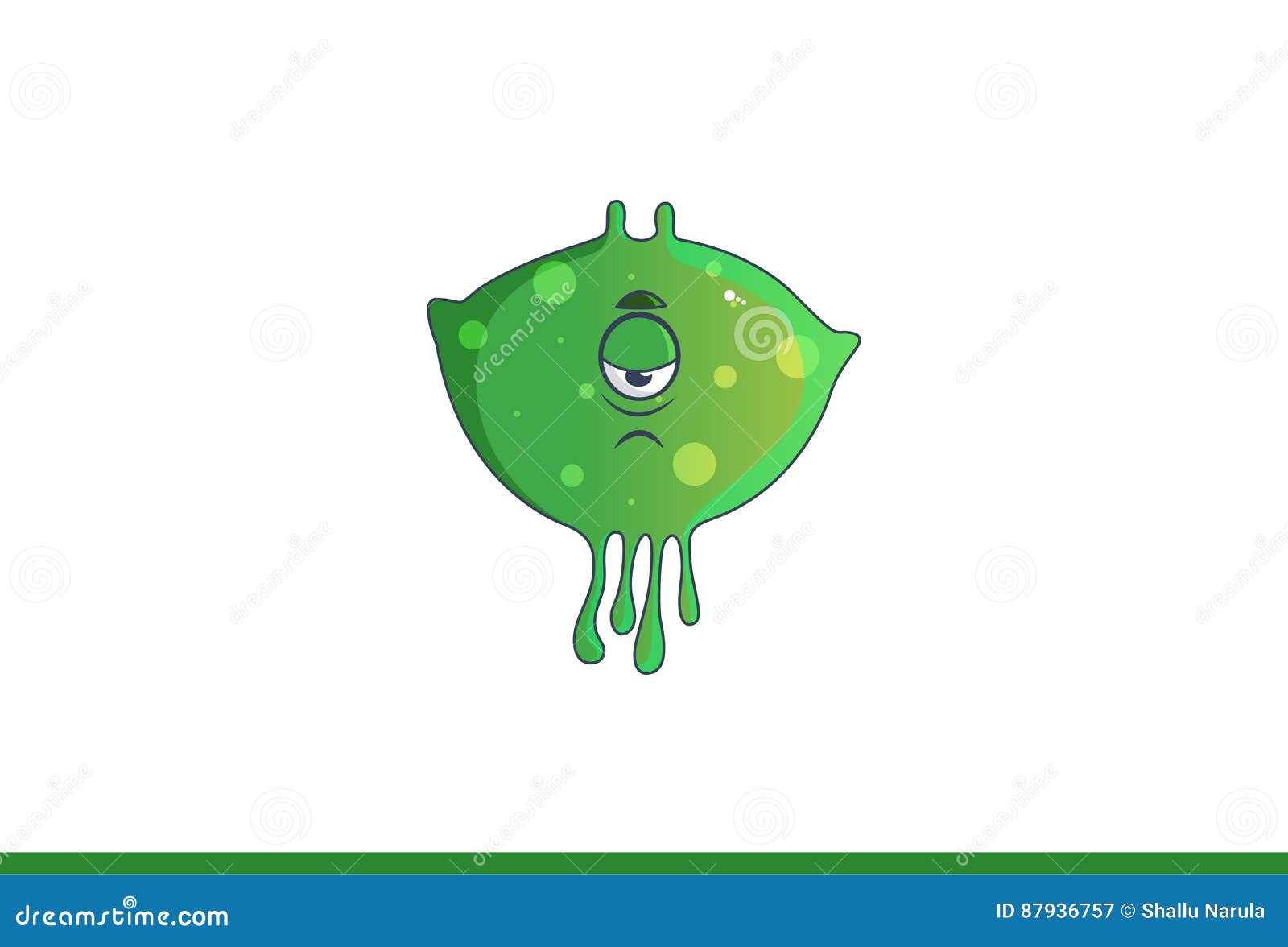 Cute green monster Sick. stock vector. Illustration of angry - 87936757