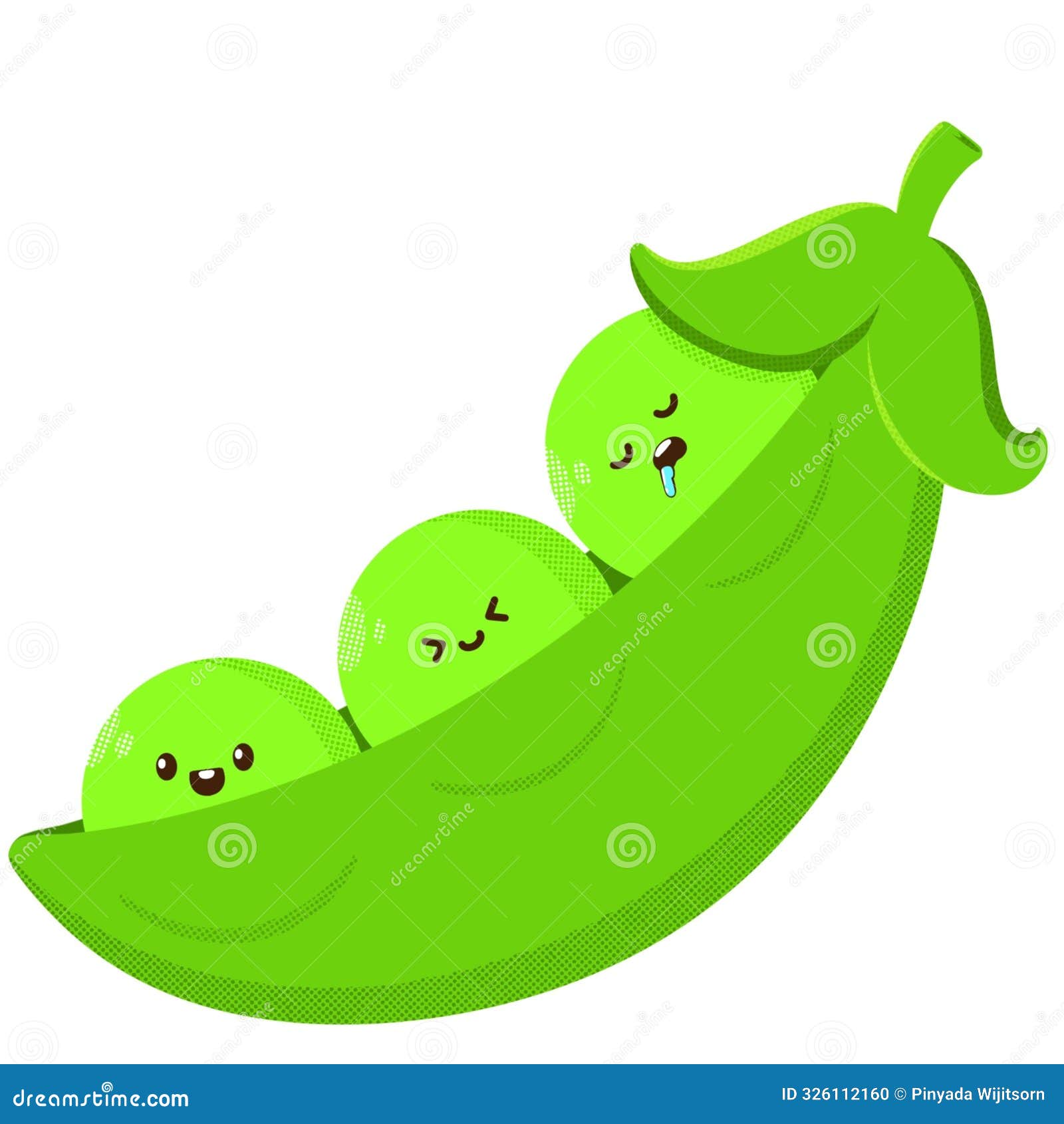Cute Green Pea Cartoon Illustration Stock Illustration - Illustration ...
