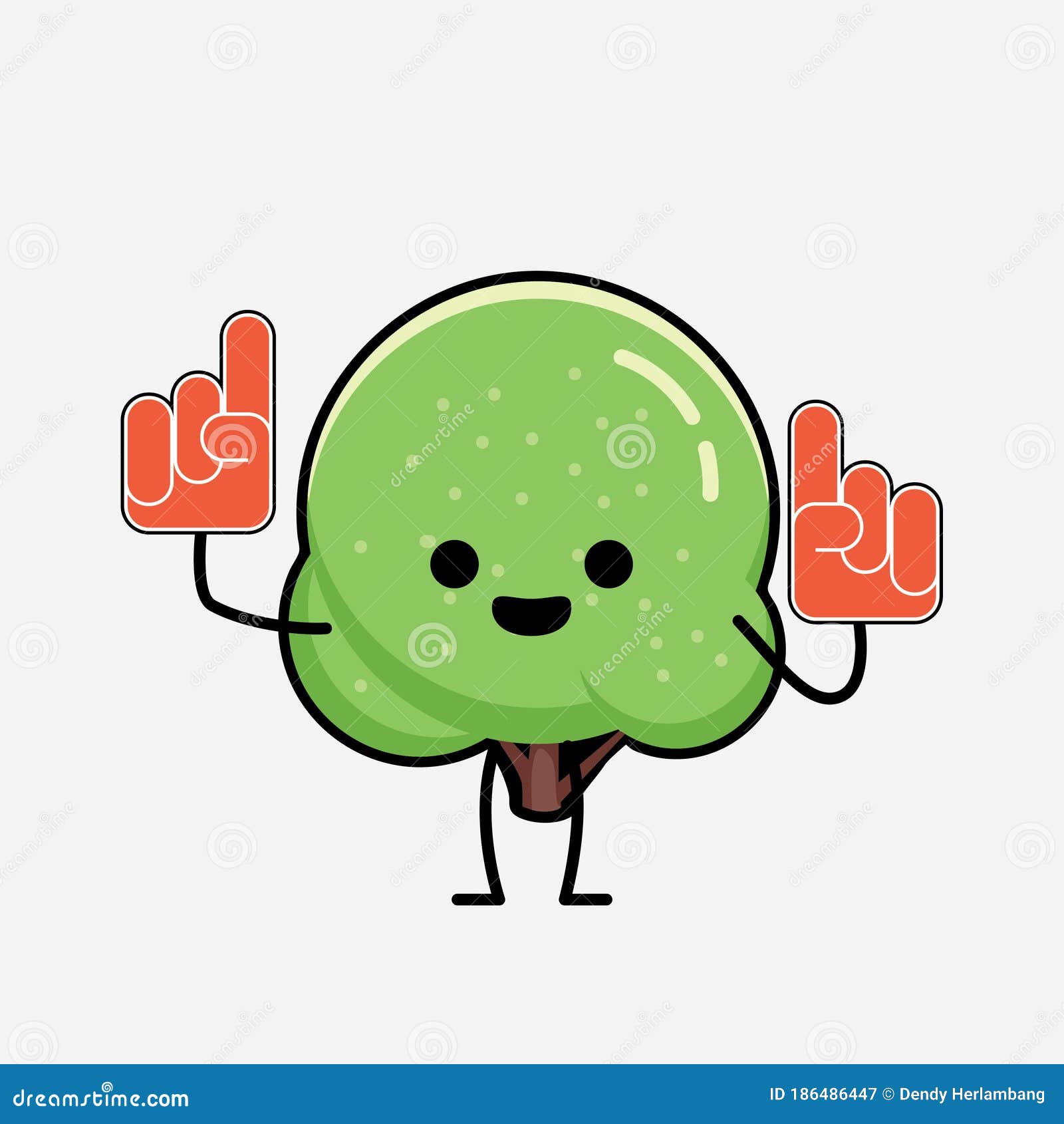 Cute Green Rounded Tree Mascot Vector Character in Flat Design Style ...