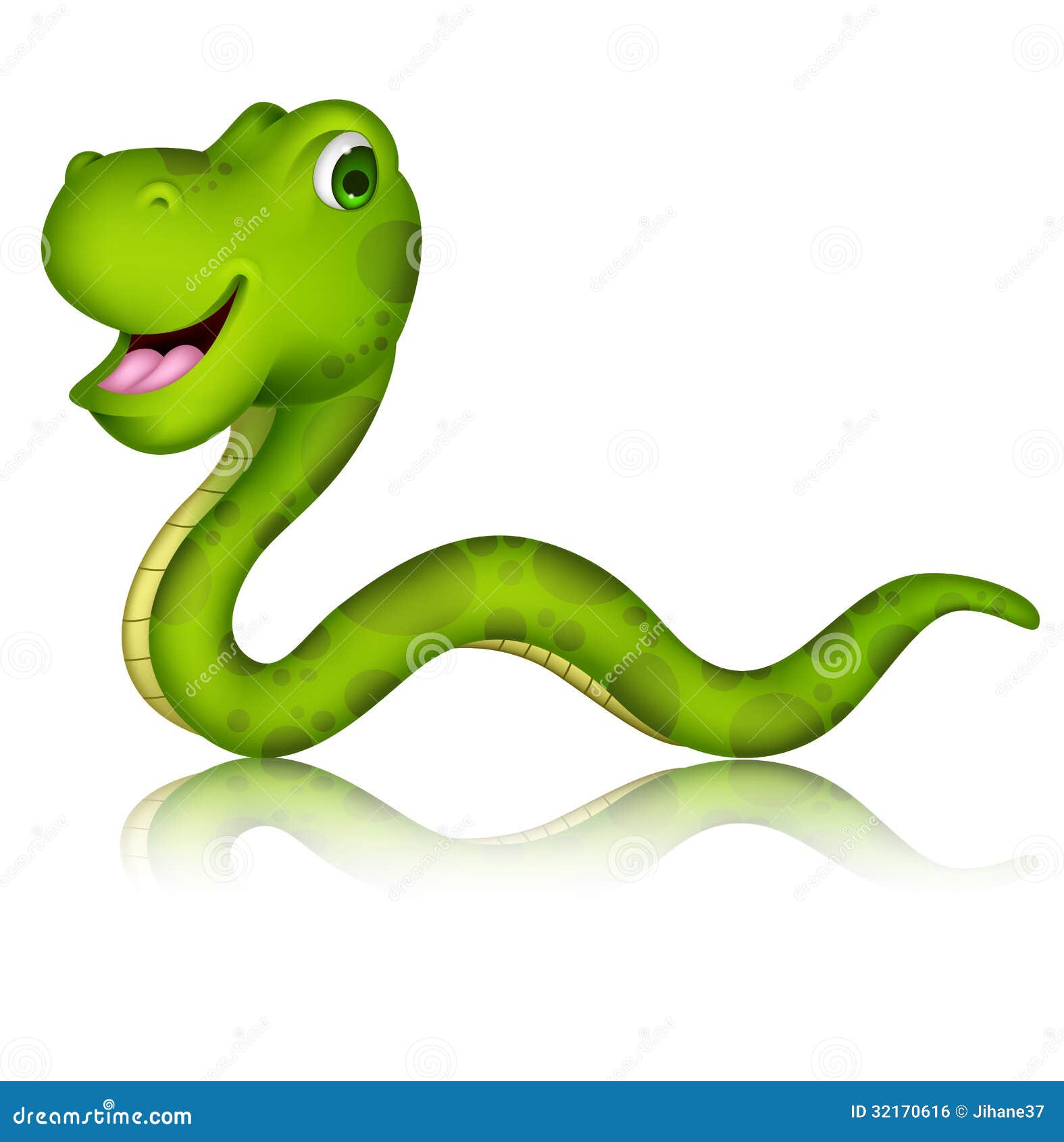 Cute green snake cartoon stock illustration. Illustration of reptile ...