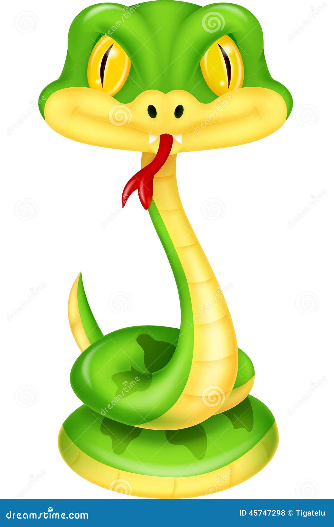Cute green snake cartoon stock vector. Illustration of animal - 45747298
