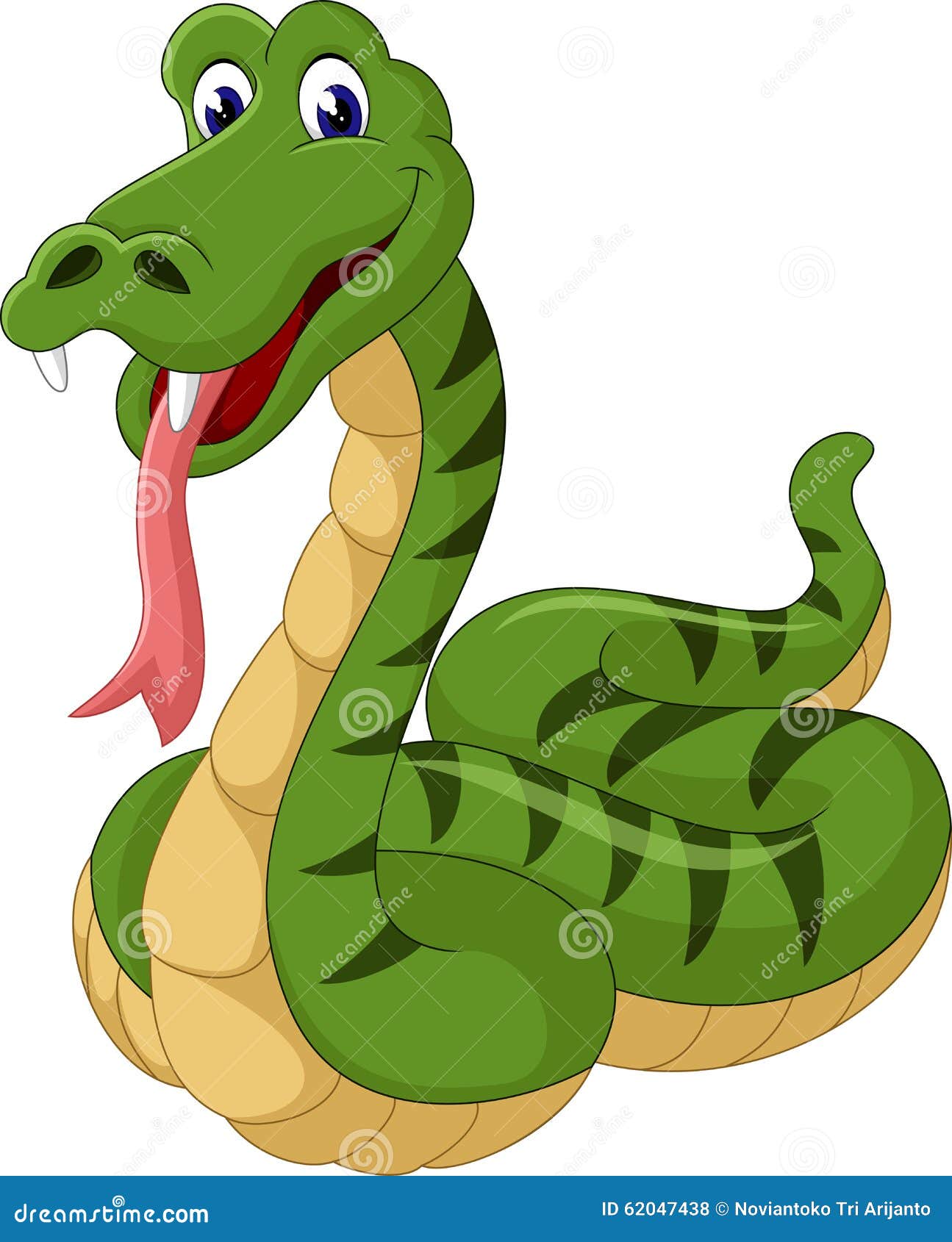 Cute green snake cartoon stock vector. Illustration of danger - 62047438