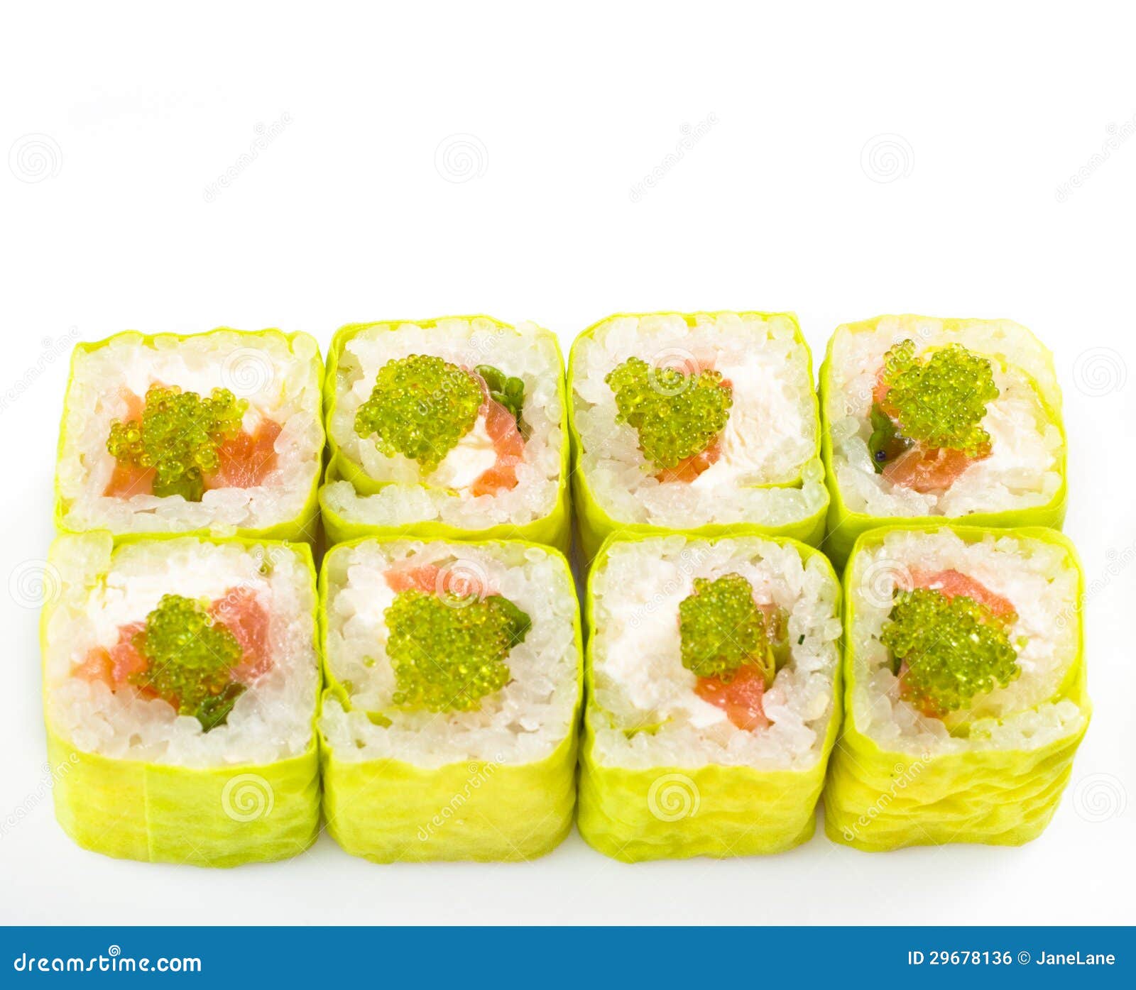 Cute green sushi roll stock photo. Image of lunch, freshness - 29678136