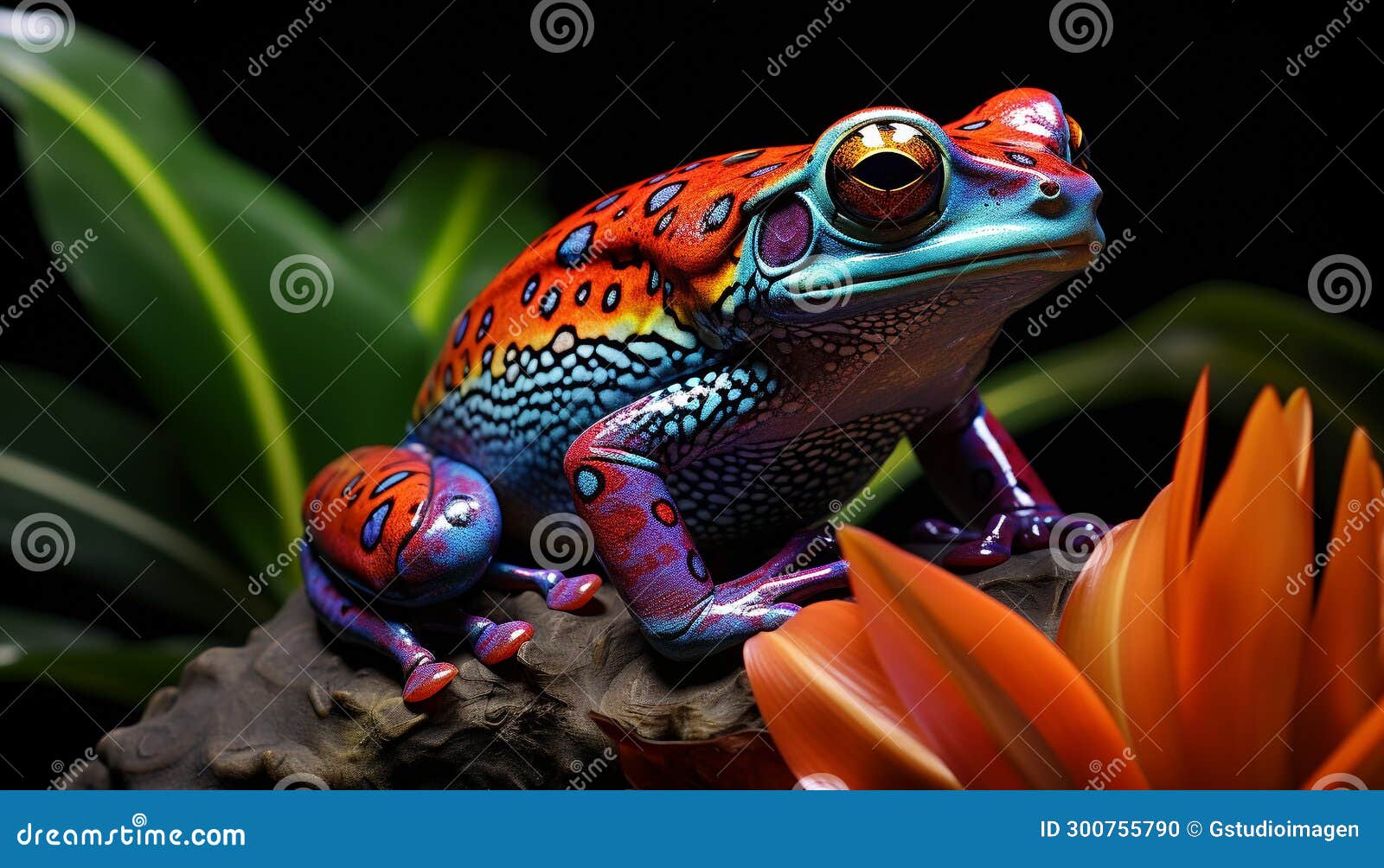 A Cute Green Toad Sitting On A Leaf Generated By AI Stock Photo ...