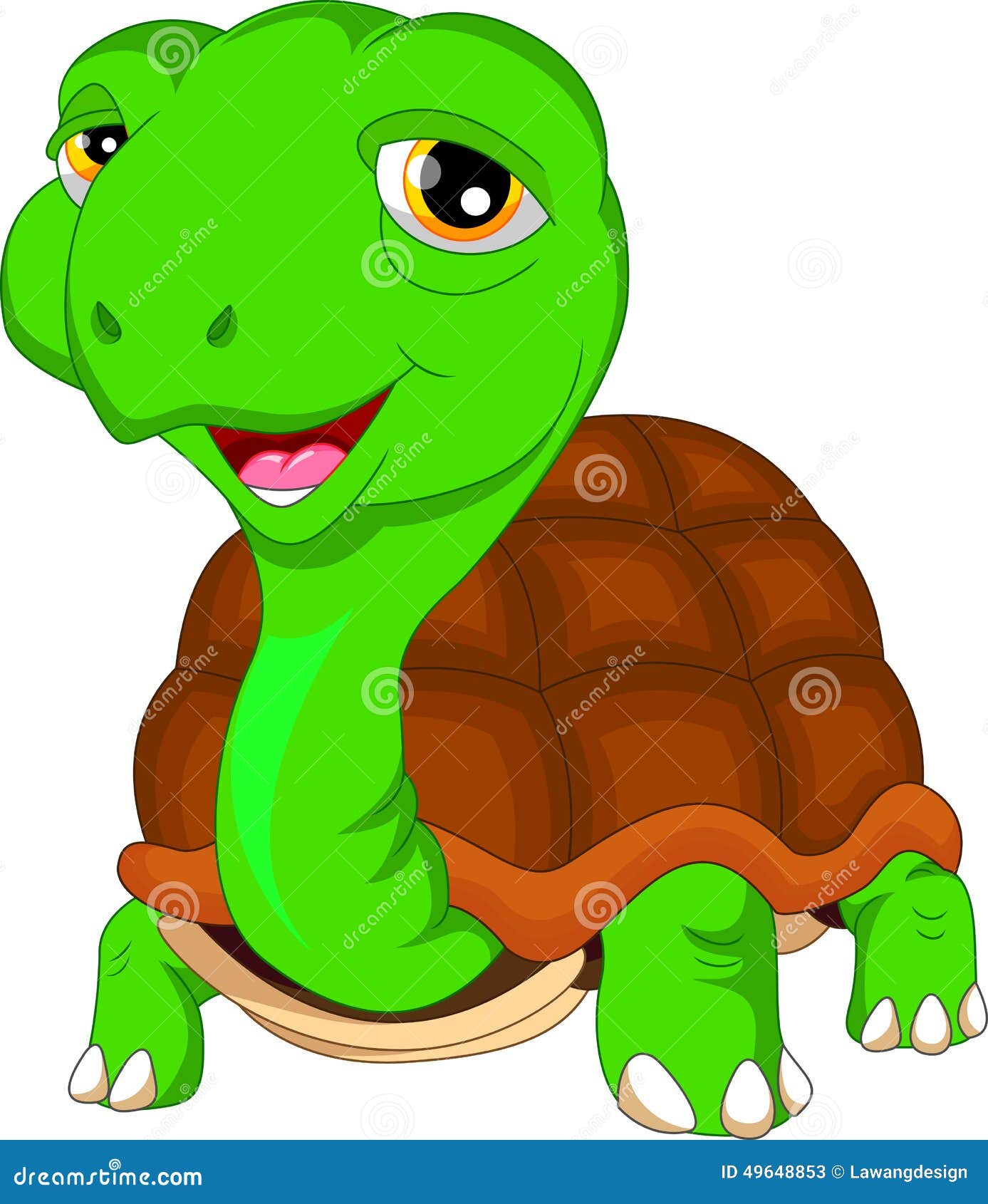 Cute green turtle cartoon stock vector. Illustration of natural - 49648853