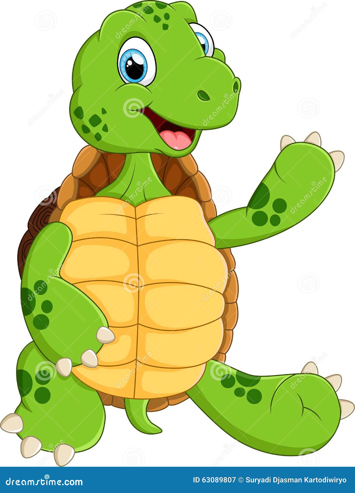 Cute green waving turtle stock vector. Illustration of mascot - 63089807