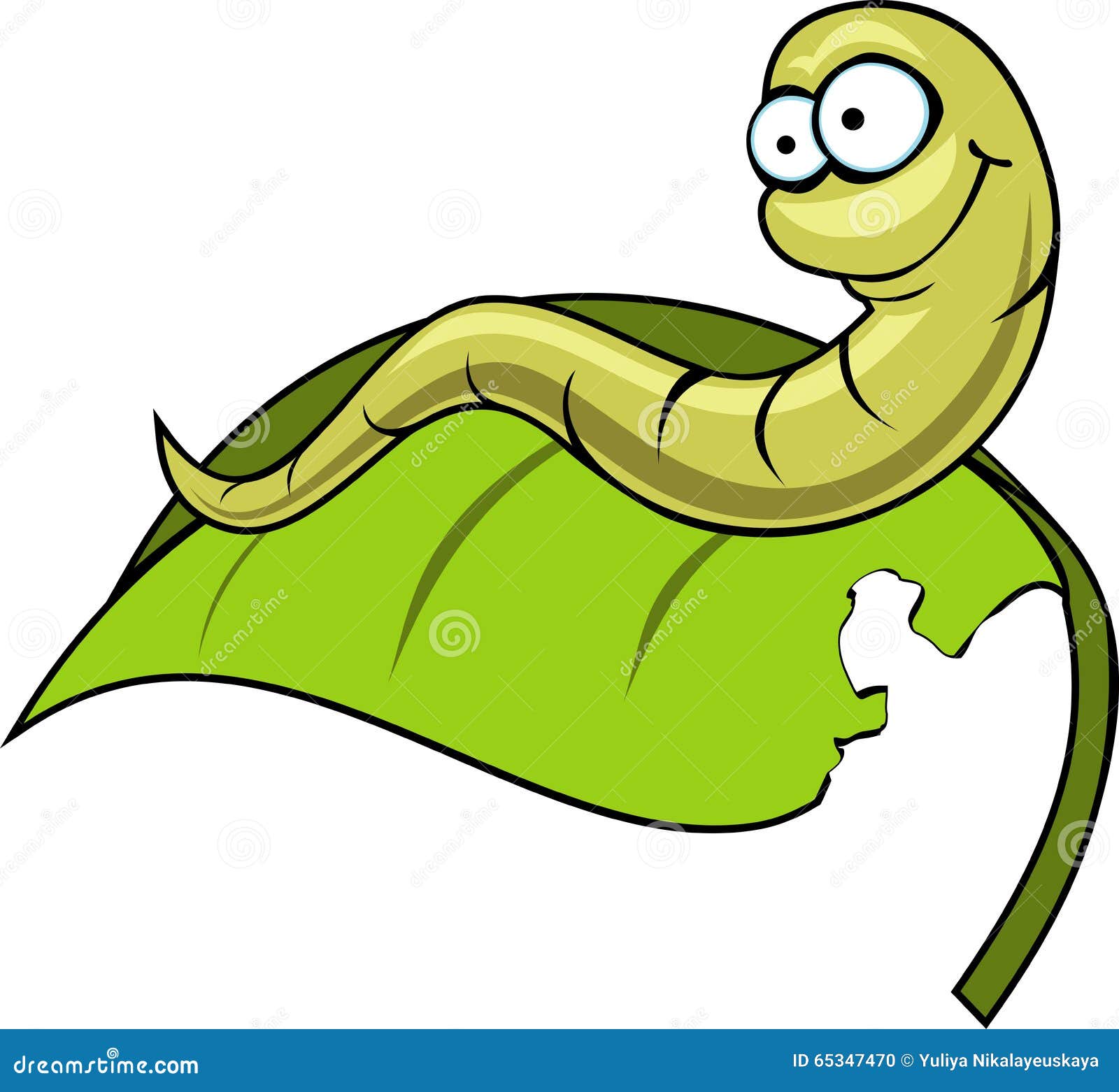 Cute green worm stock vector. Illustration of nature - 65347470