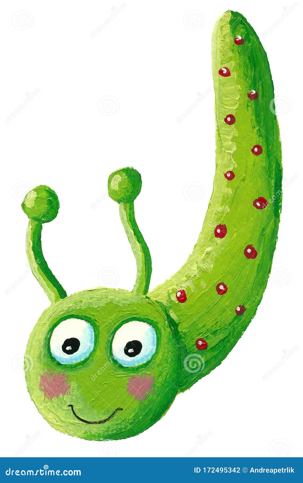 Cute Green Worm with Red Dots Stock Illustration - Illustration of ...