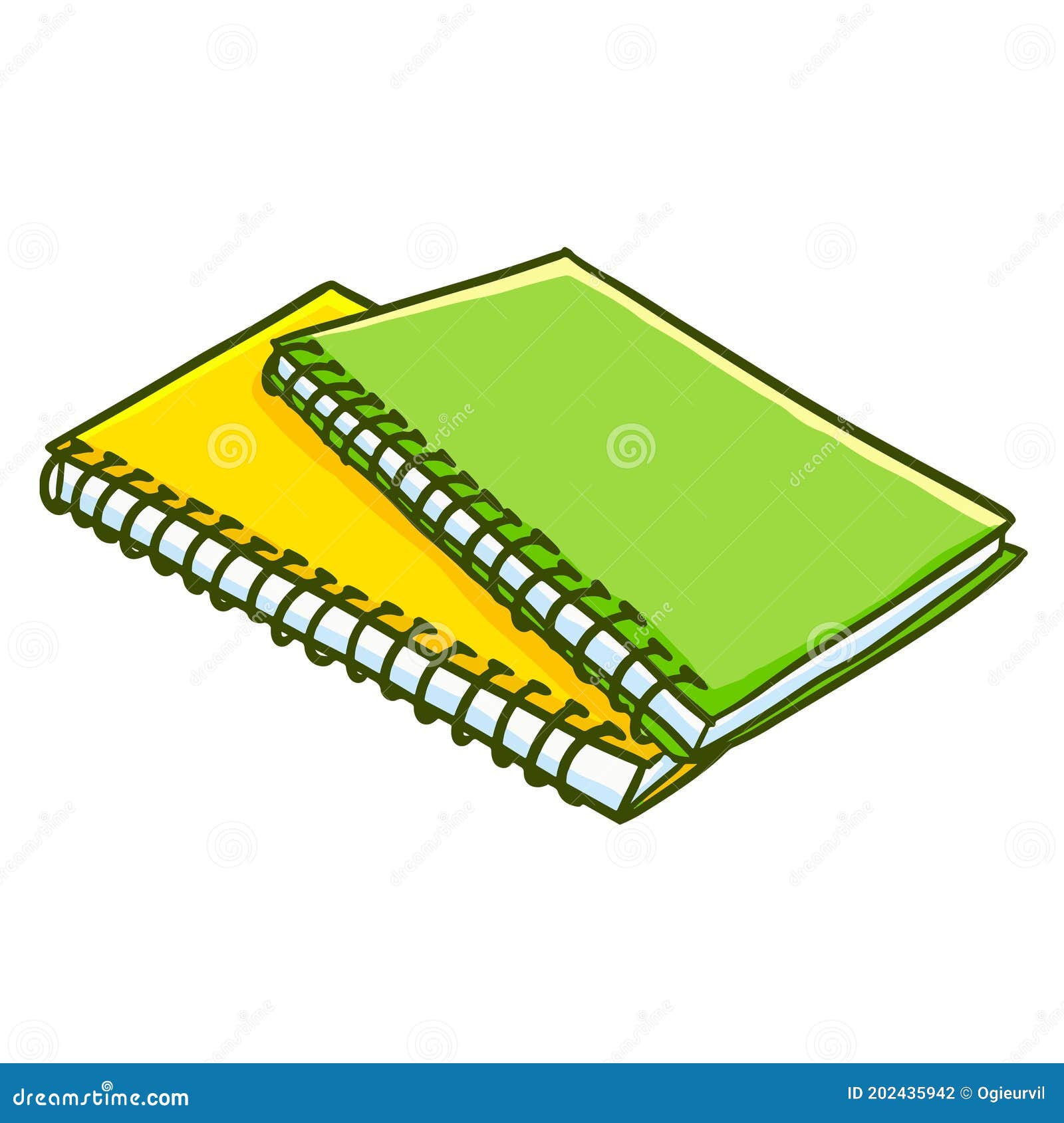 Cute Green and Yellow Notes with Ring Binder Stock Vector ...