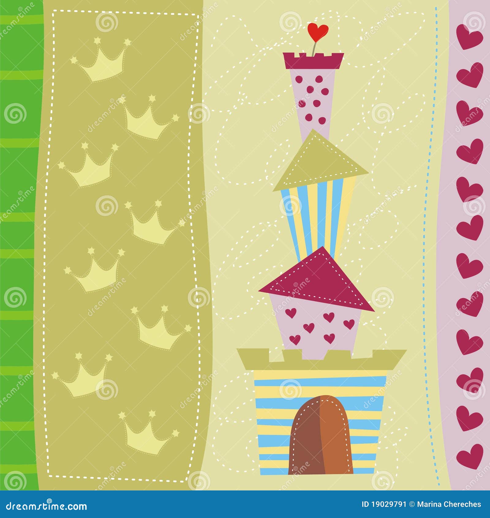 Cute Greeting Card with Castle Stock Vector - Illustration of kingdom ...