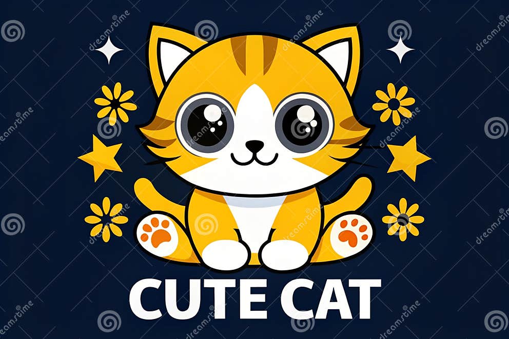 Cute Grey Cat Design Vector Illustrated Ready for Print Tshirt Stock ...