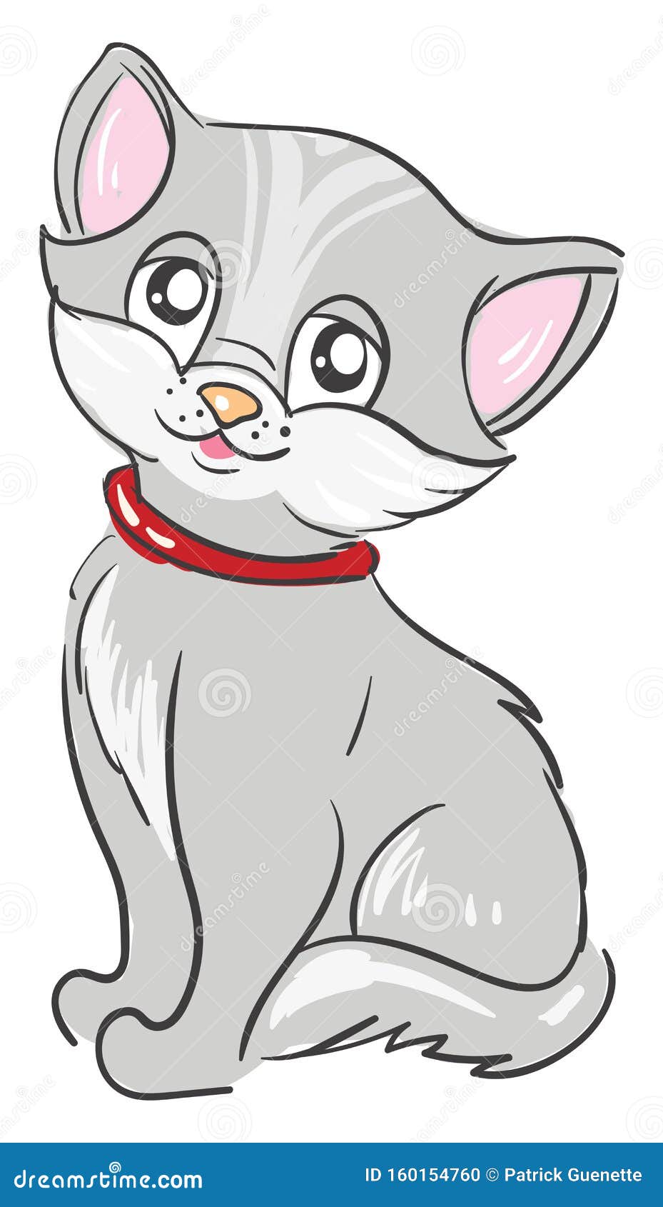 Cute grey cat stock vector. Illustration of vector, adorable - 160154760