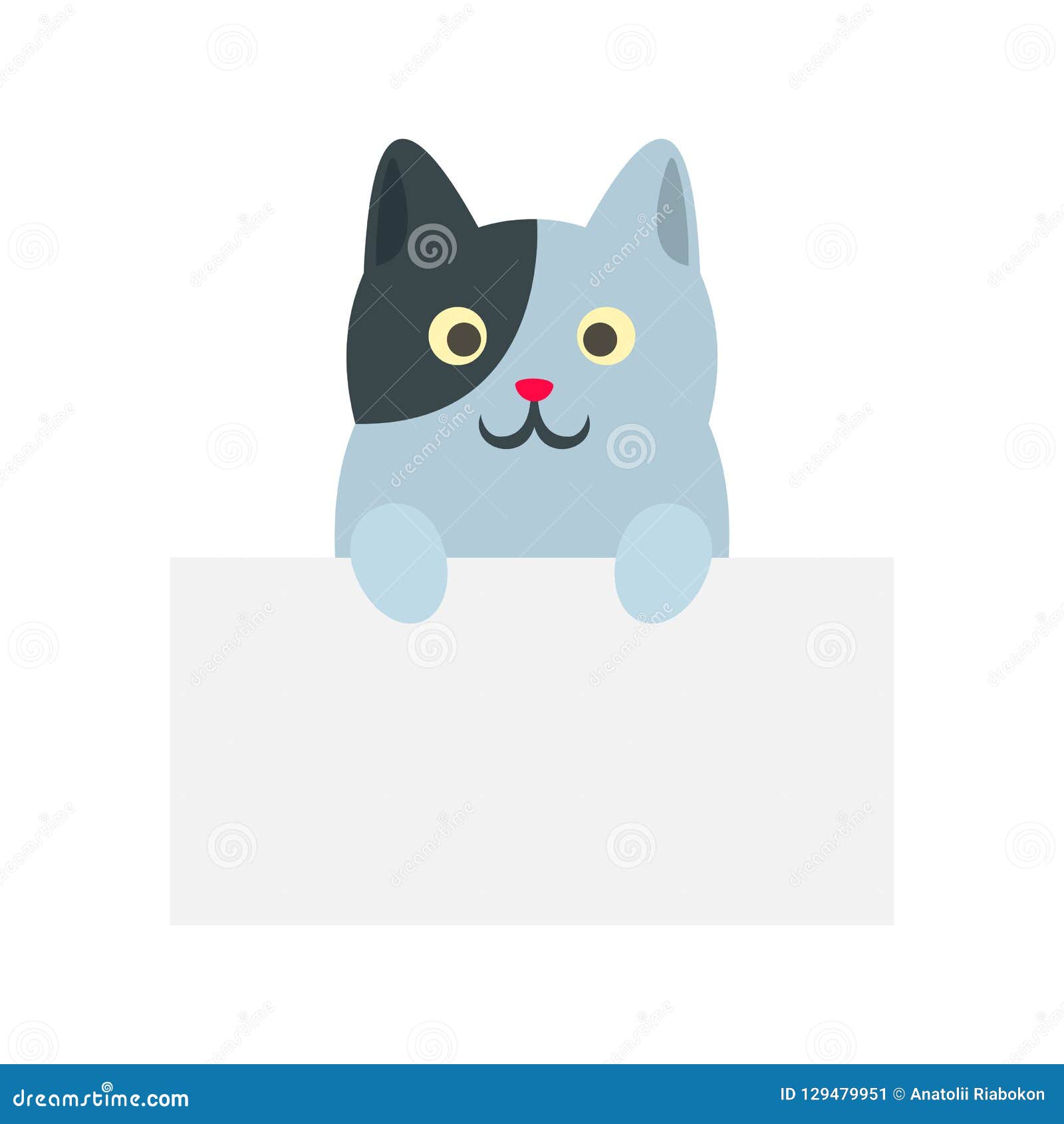 Cute Grey Cat Icon, Flat Style Stock Vector - Illustration of kitty ...