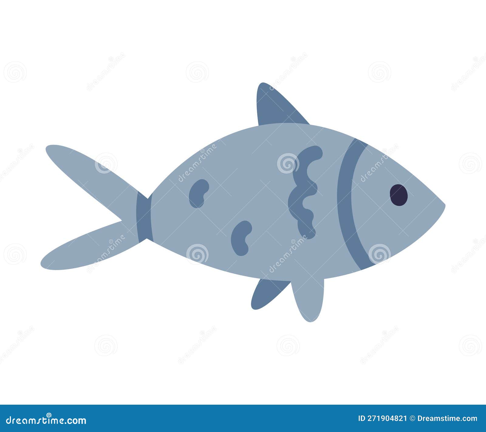 Cute Grey Marine Fish, Side View Cartoon Vector Illustration Stock ...