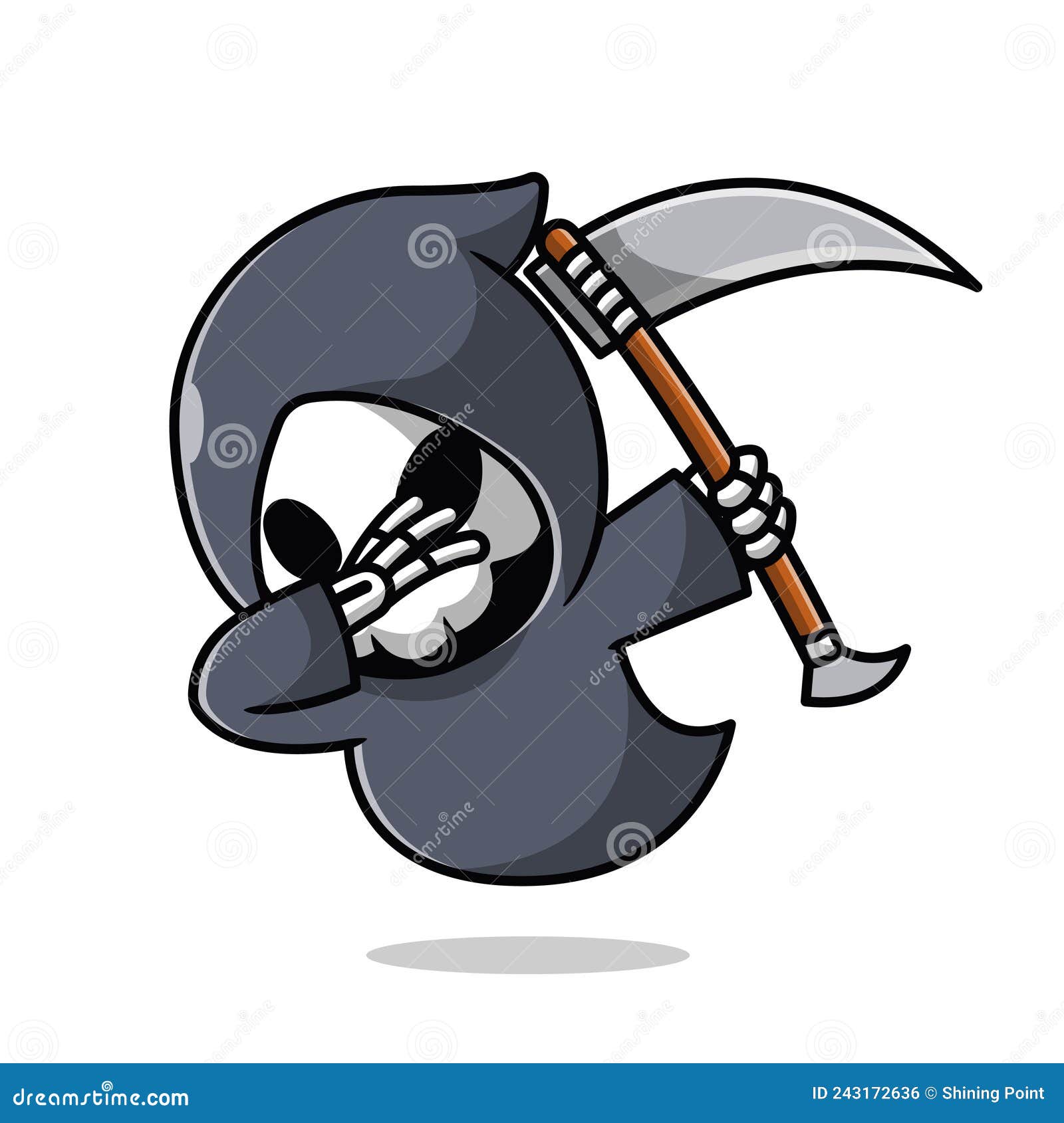 Cute Grim Reaper Dabbing Cartoon Icon Illustration Stock Vector ...