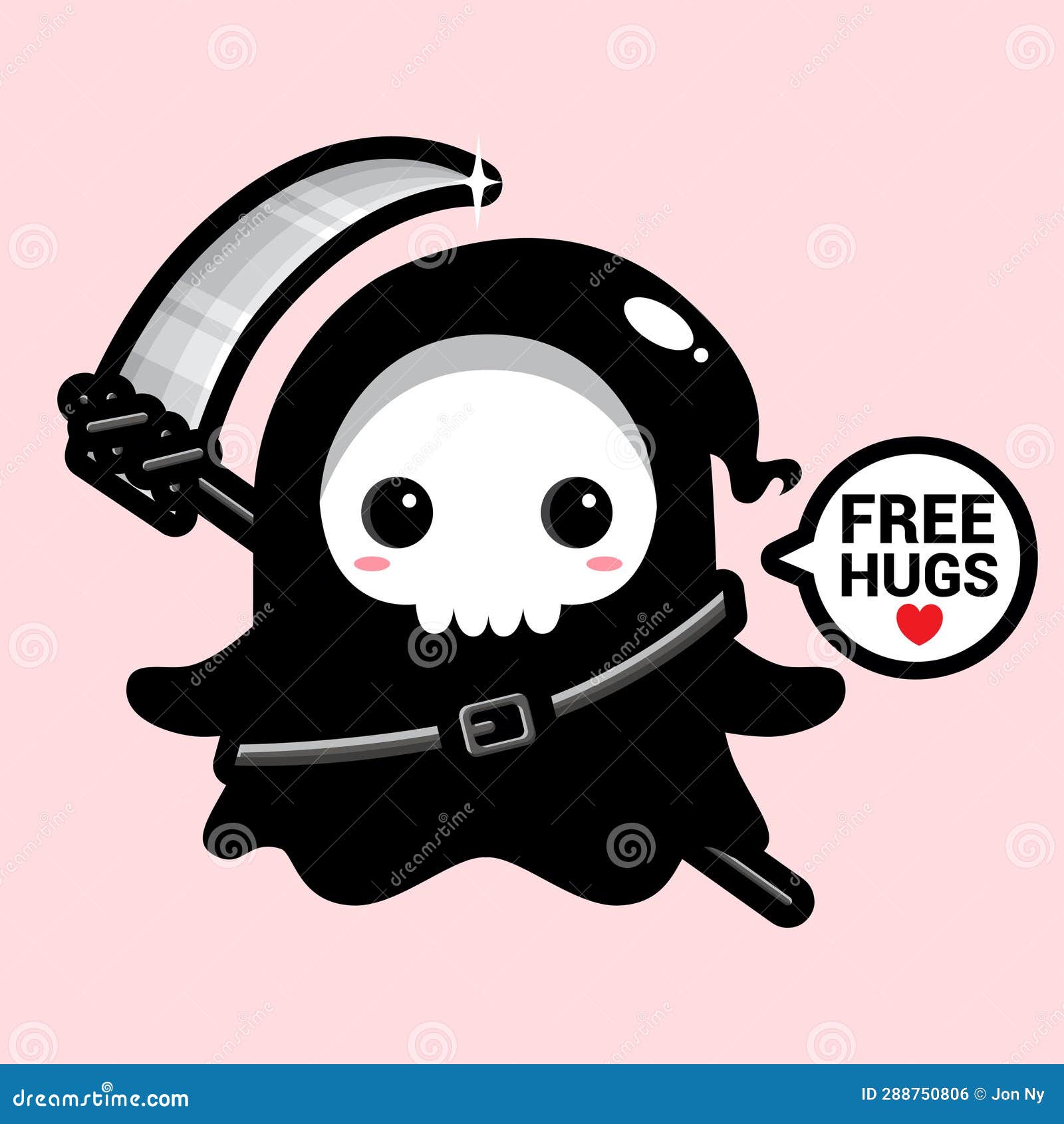 Cute Grim Reaper Ghost Posing Free Hugs Stock Vector - Illustration of ...