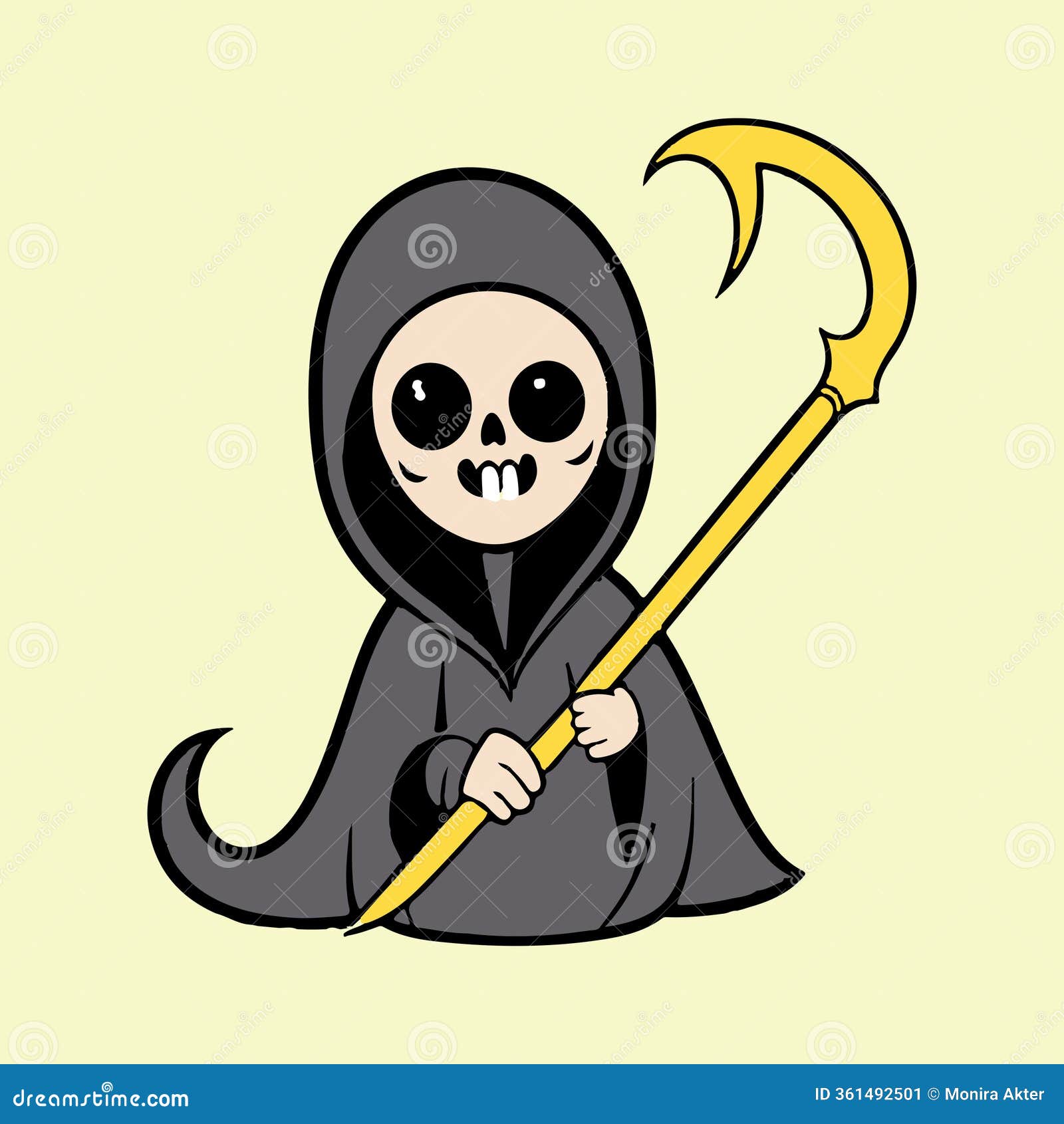 Cute Grim Reaper Vector. Death with Scythe Clip Art Stock Vector ...
